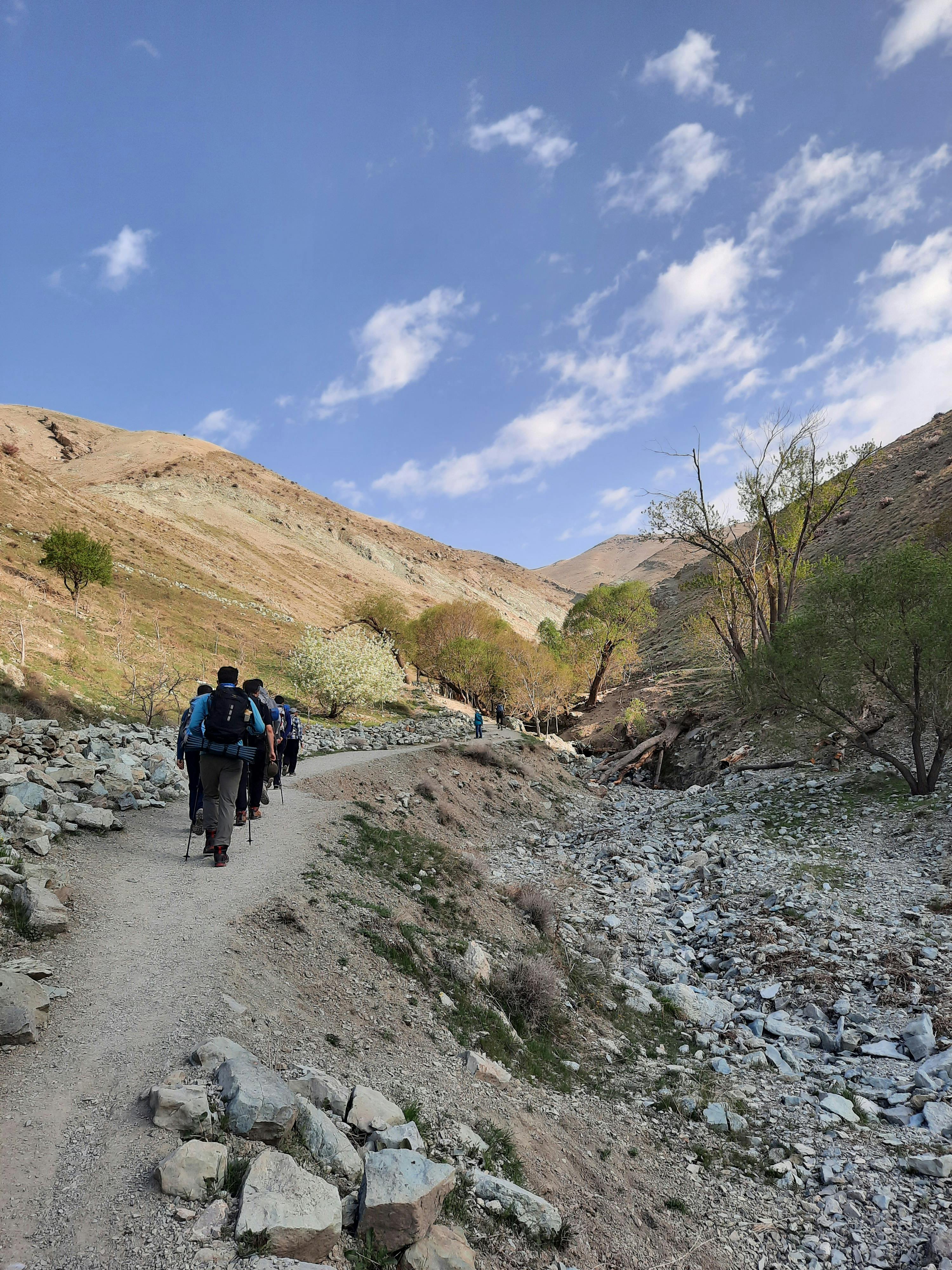 Senderistas En Un Sendero De Montaña En Un Paisaje Escénico · Foto de ...