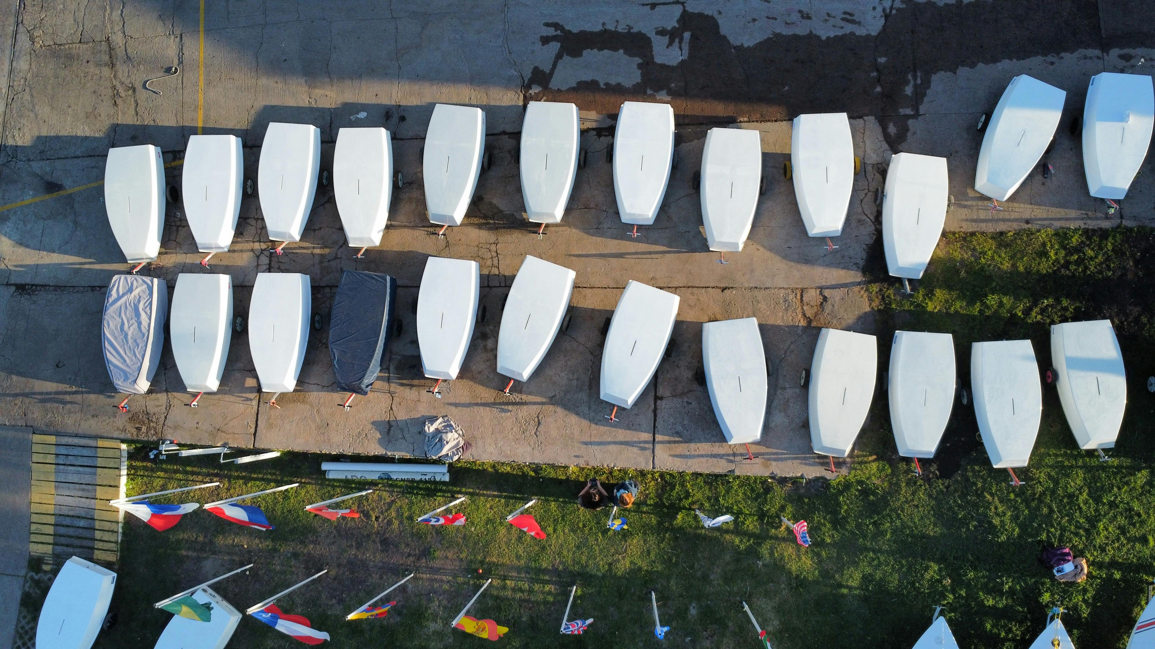 Aerial View of Boats and Flags at Mar del Plata · Free Stock Photo