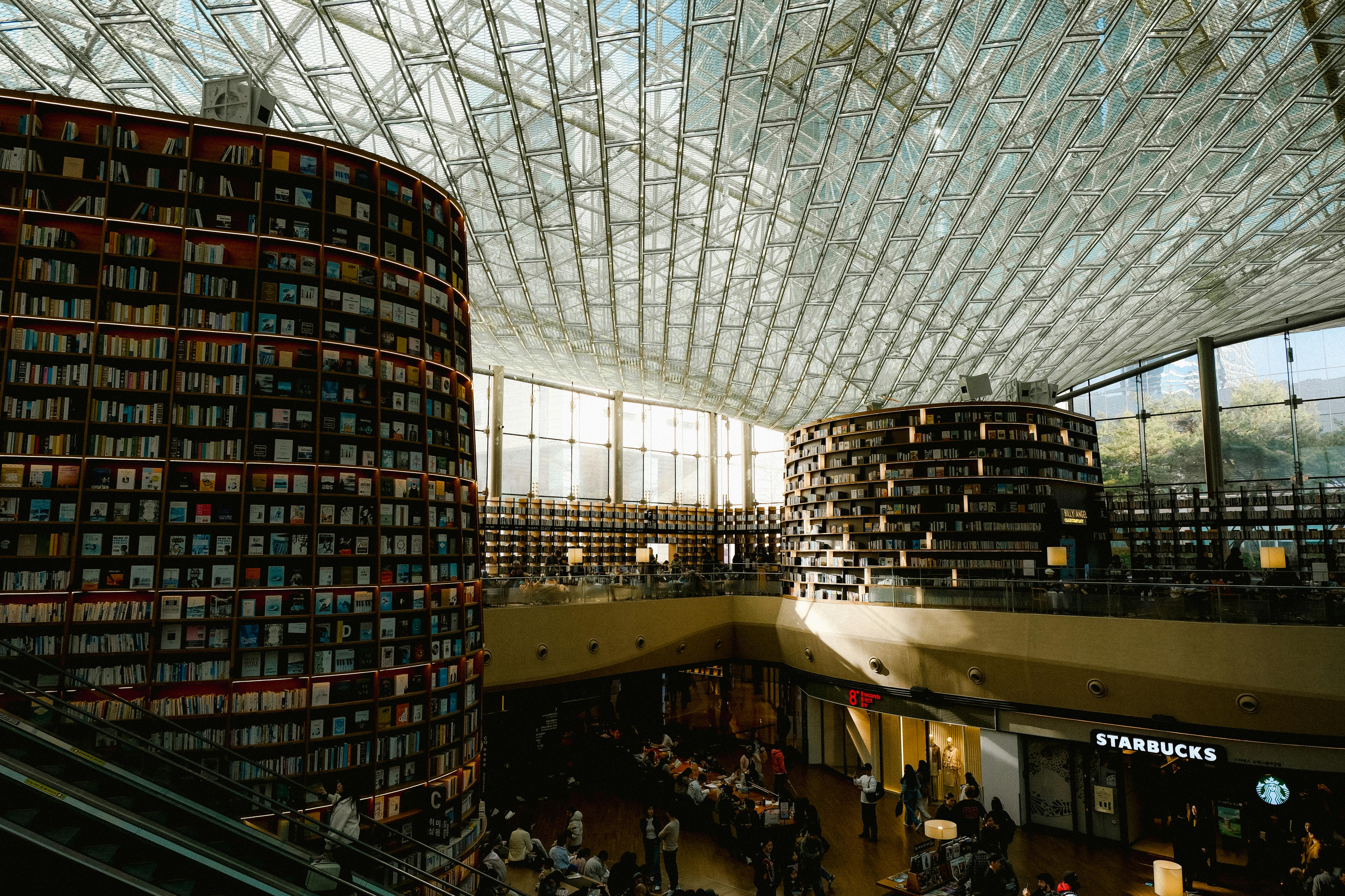 Modern Library Interior with Glass Ceiling · Free Stock Photo