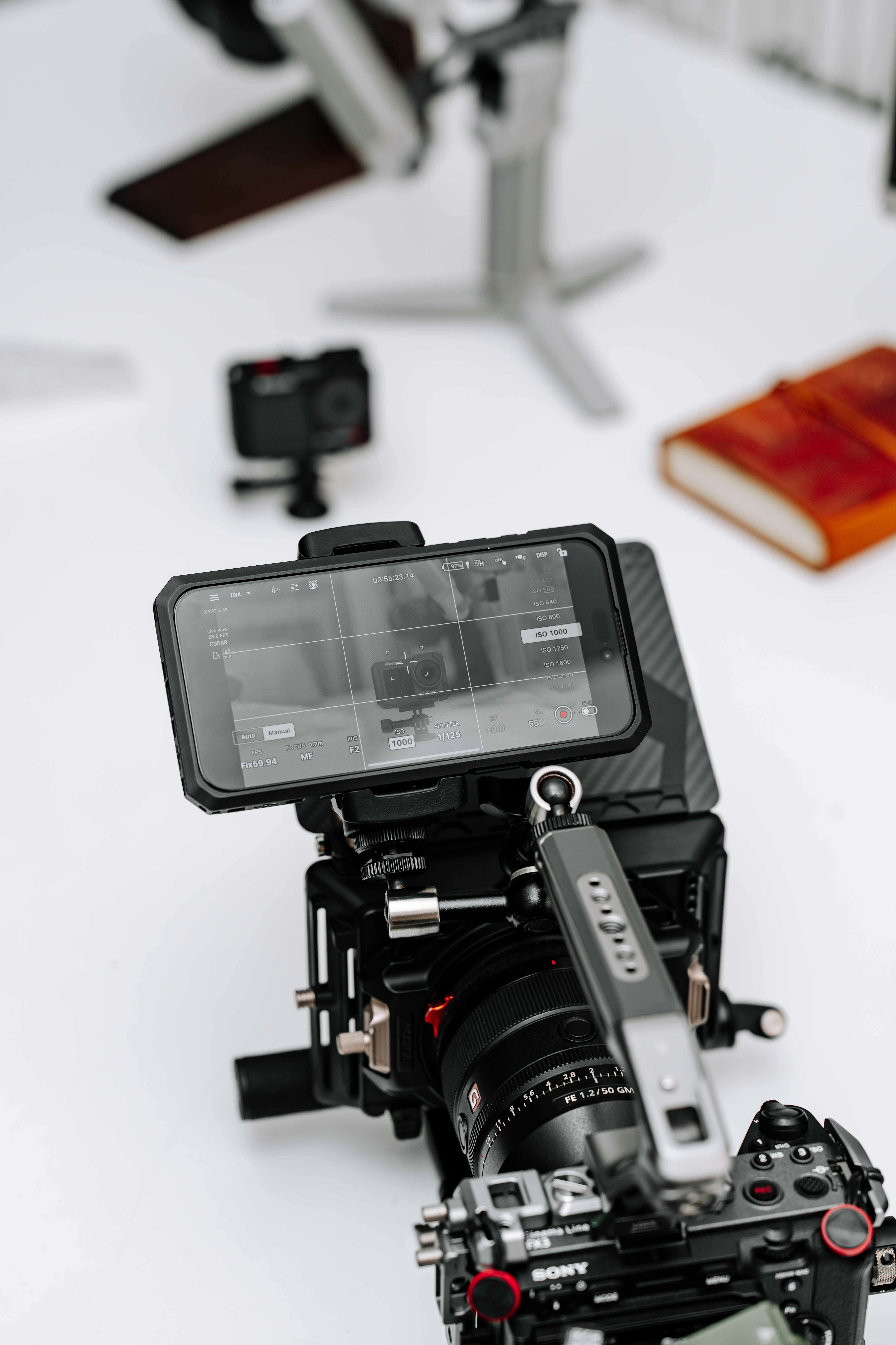 Professional Video Camera Setup with Monitor · Free Stock Photo