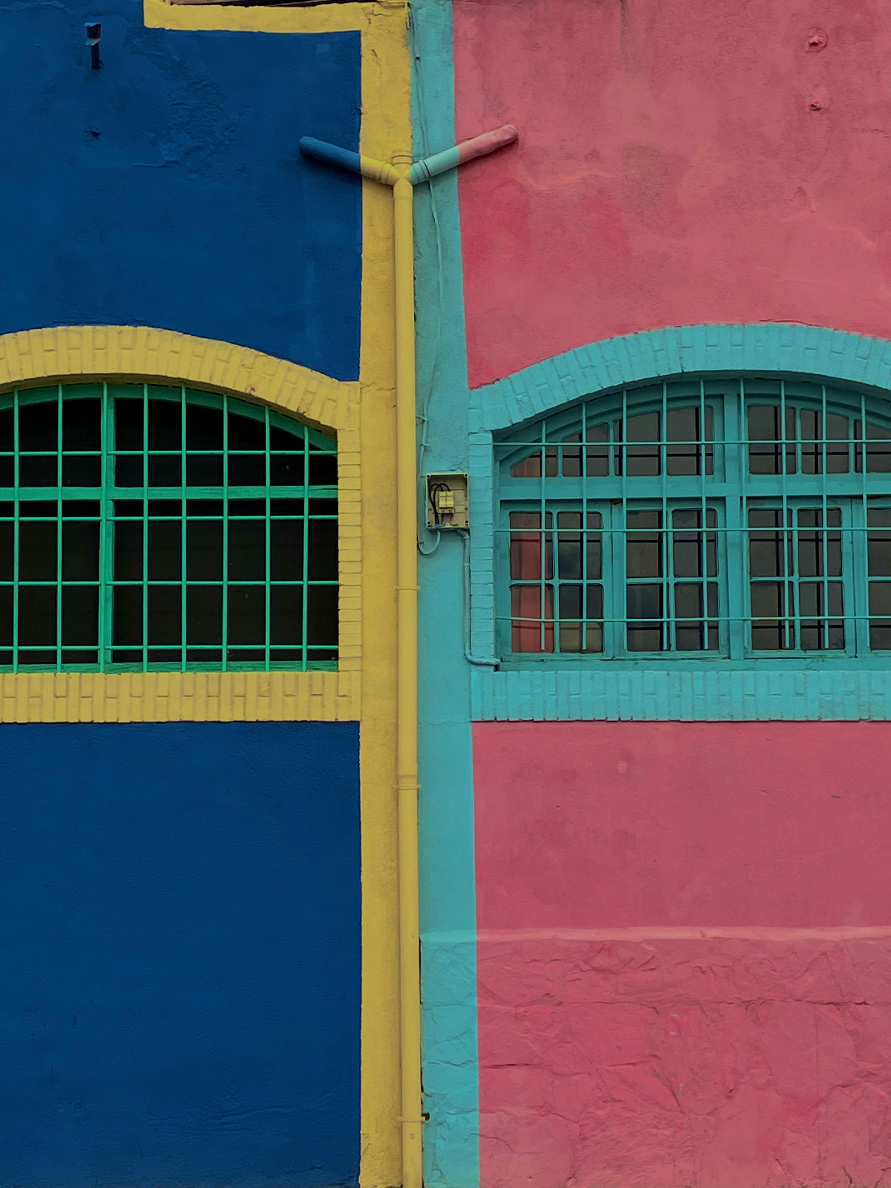 Vibrant Colorful Building Exterior Close-Up · Free Stock Photo
