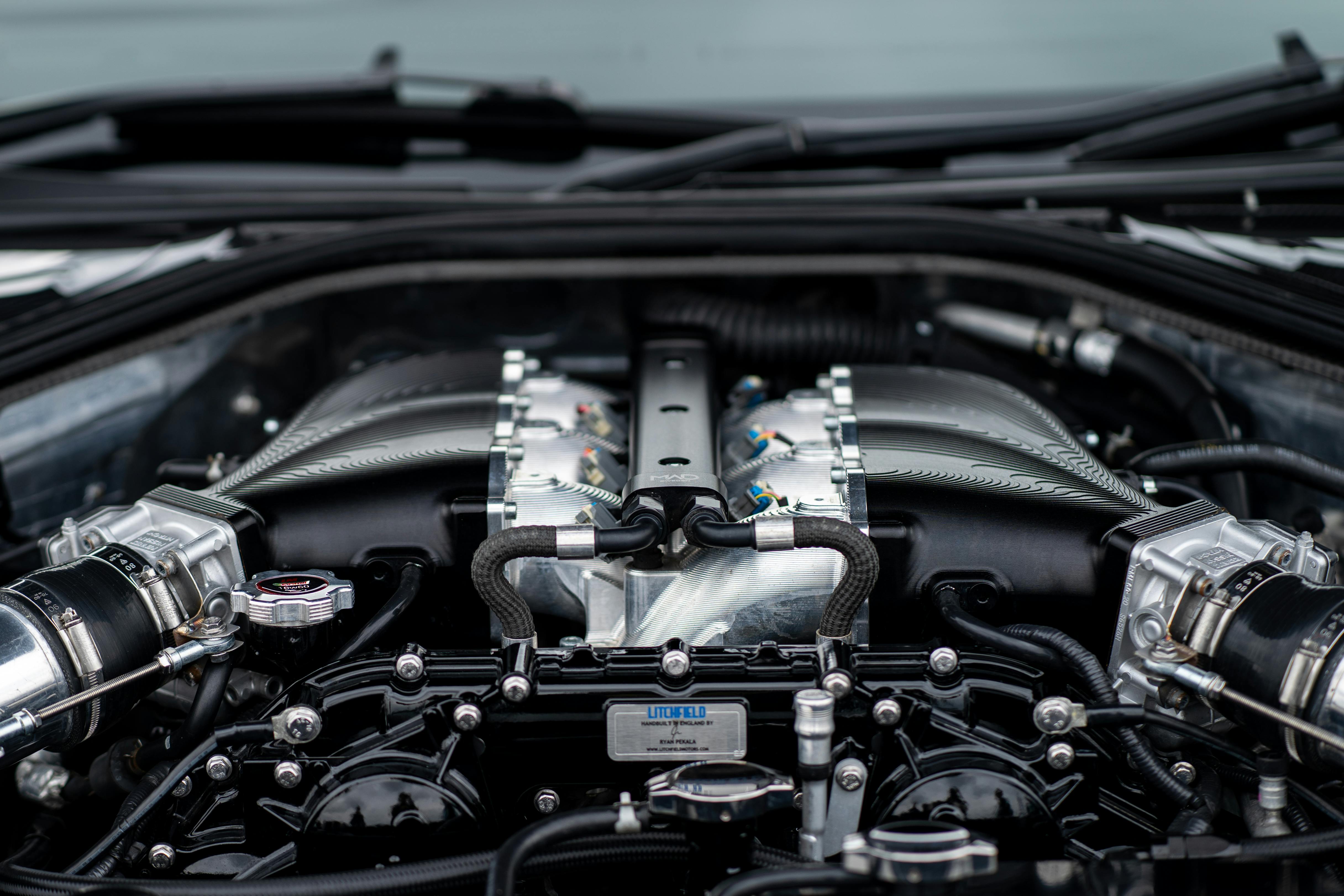 Close-Up of Turbocharged Car Engine Bay · Free Stock Photo