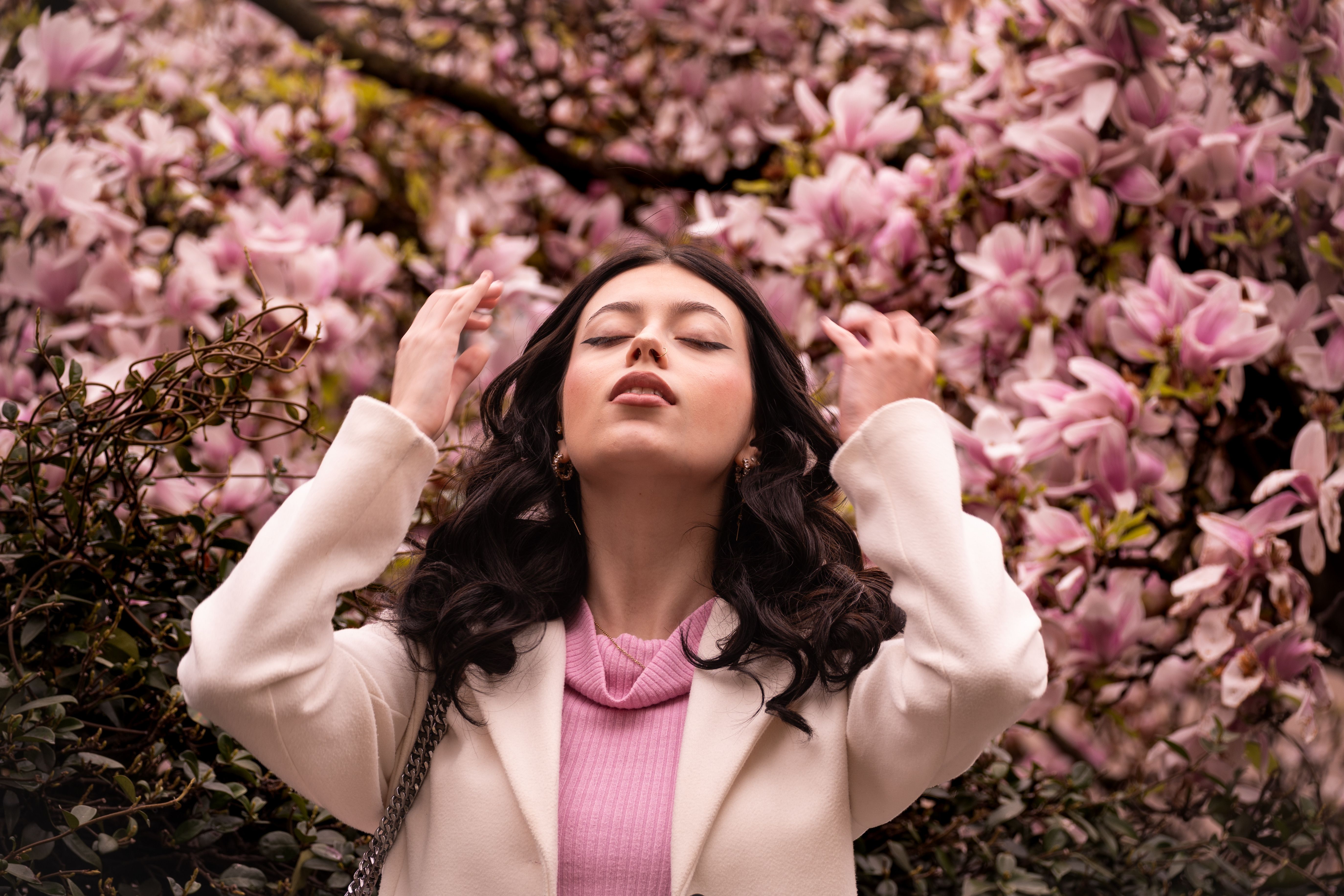Woman Enjoying Spring Blossoms in Milano · Free Stock Photo