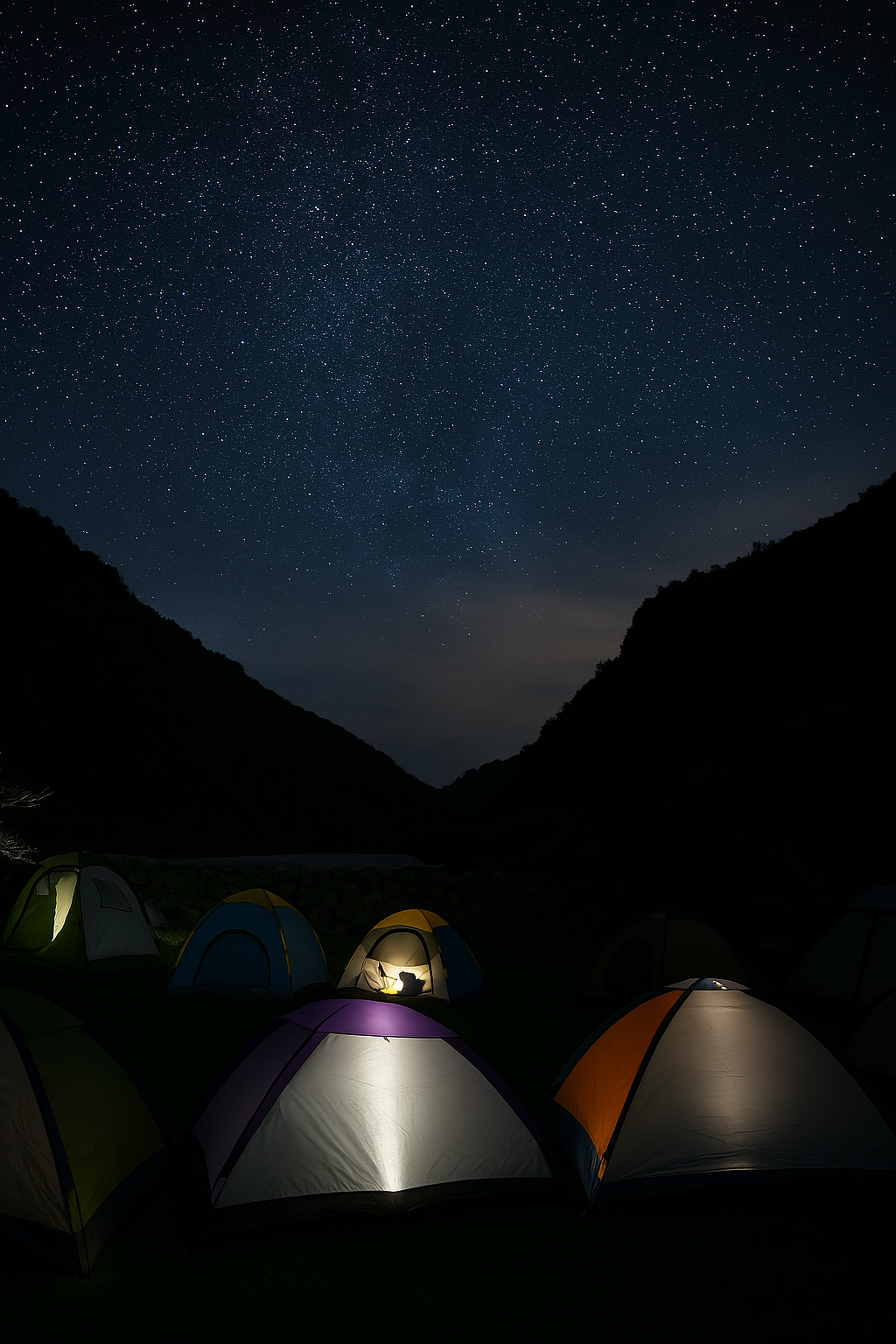 Starry Night Camping Outdoors with Tent · Free Stock Photo