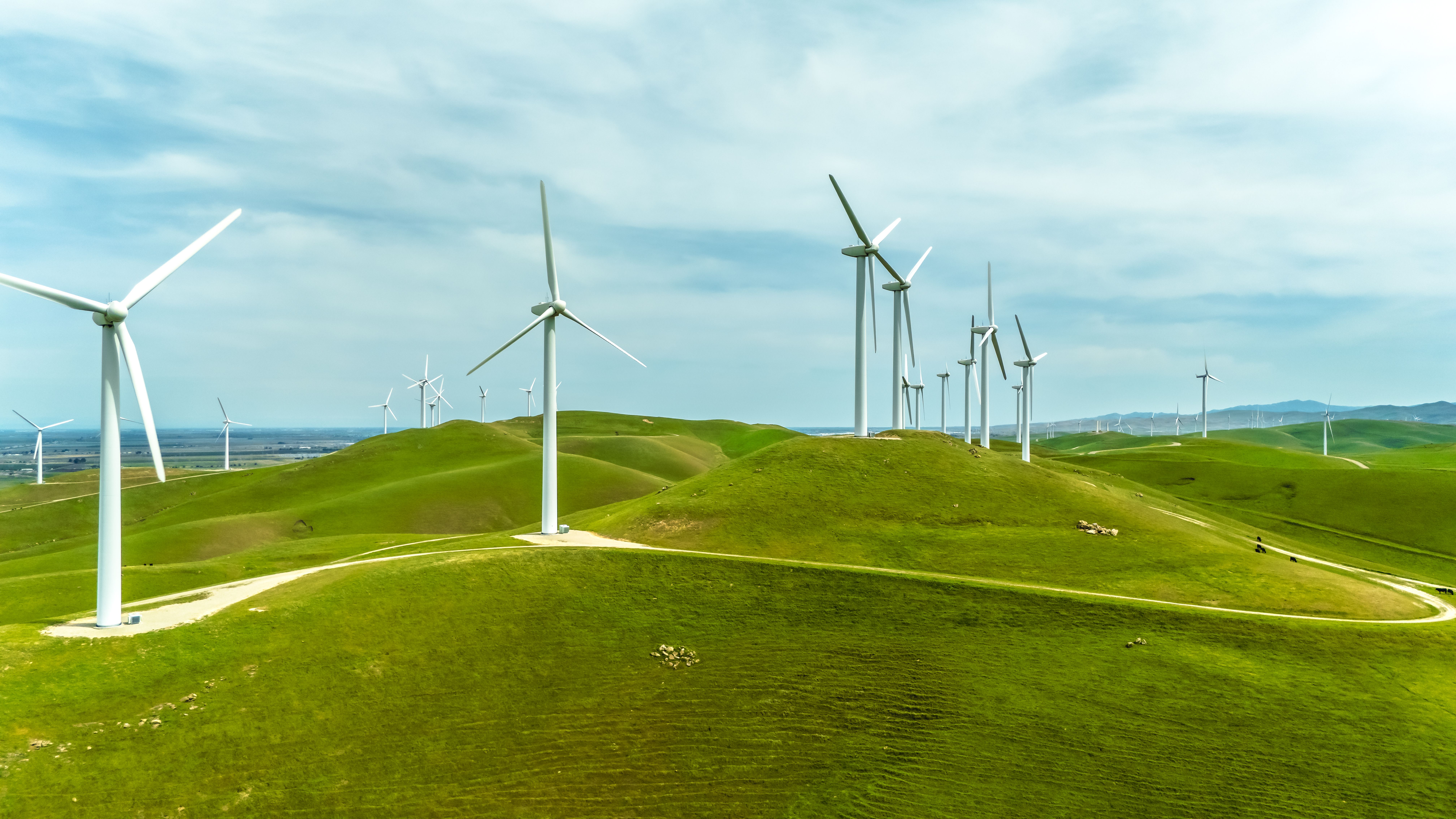 Aerial View of Wind Turbines in California Hills · Free Stock Photo
