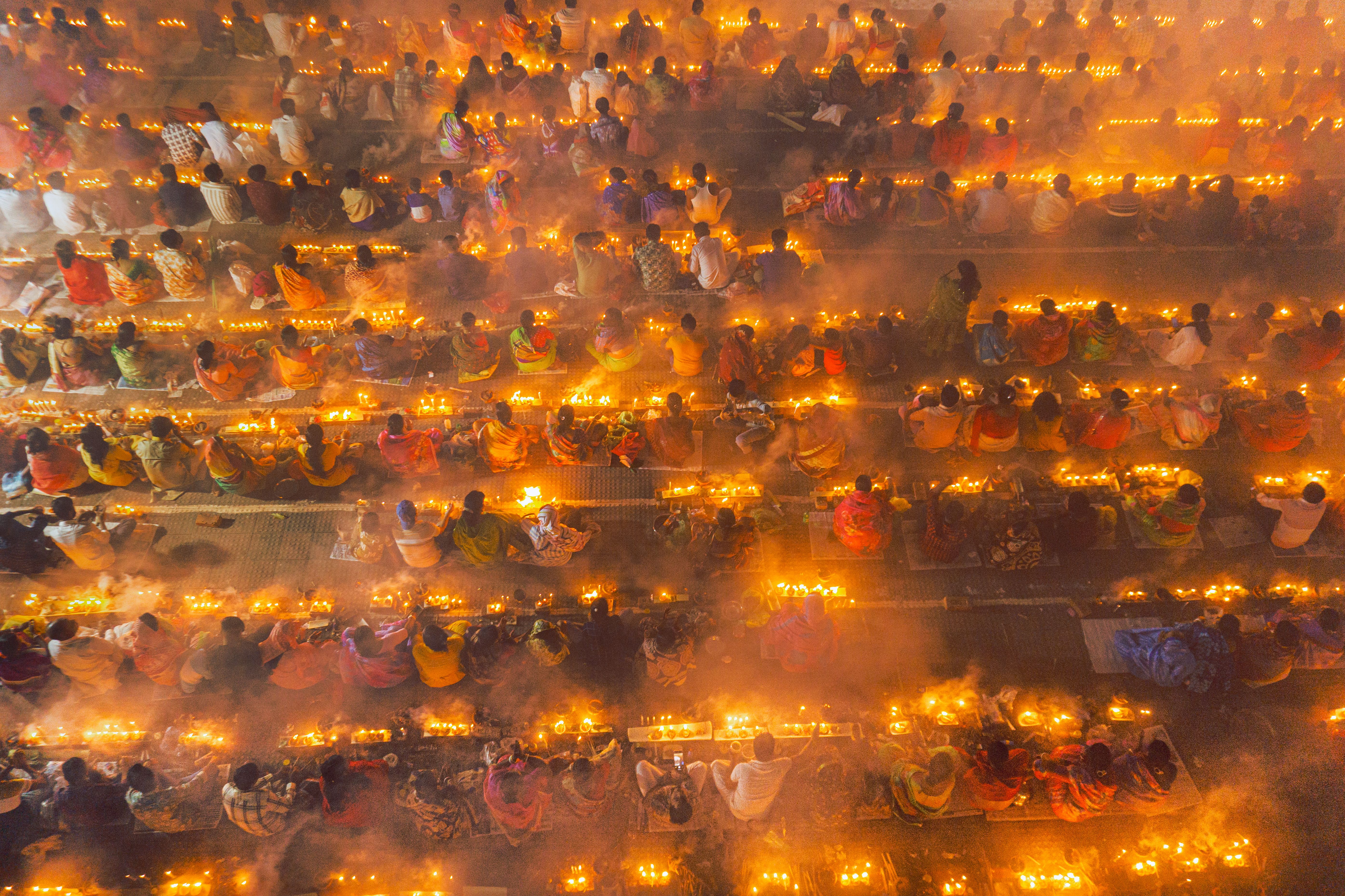 Aerial View of Festival with Candlelit Gathering · Free Stock Photo