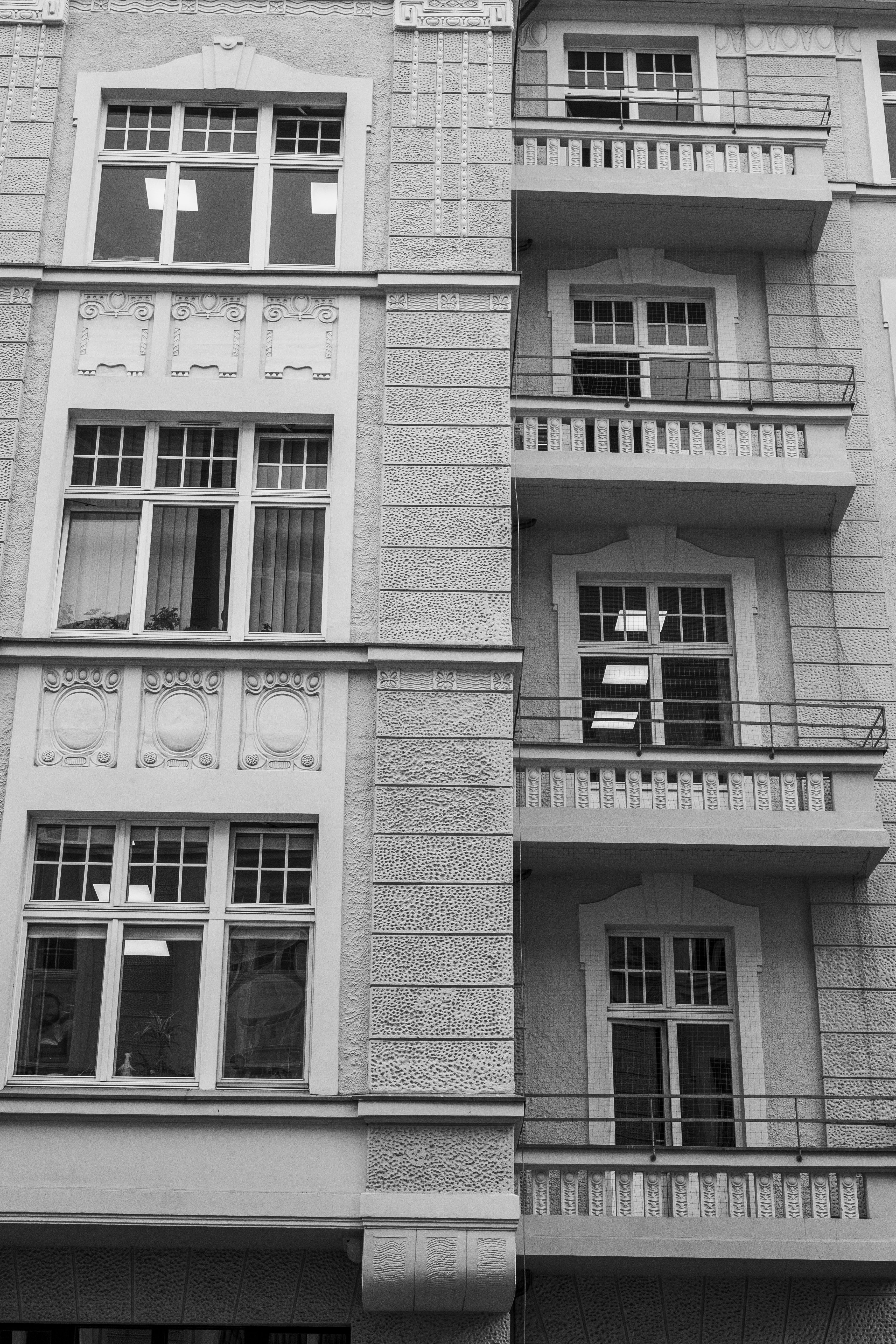 Monochrome View of Urban Apartment Building · Free Stock Photo