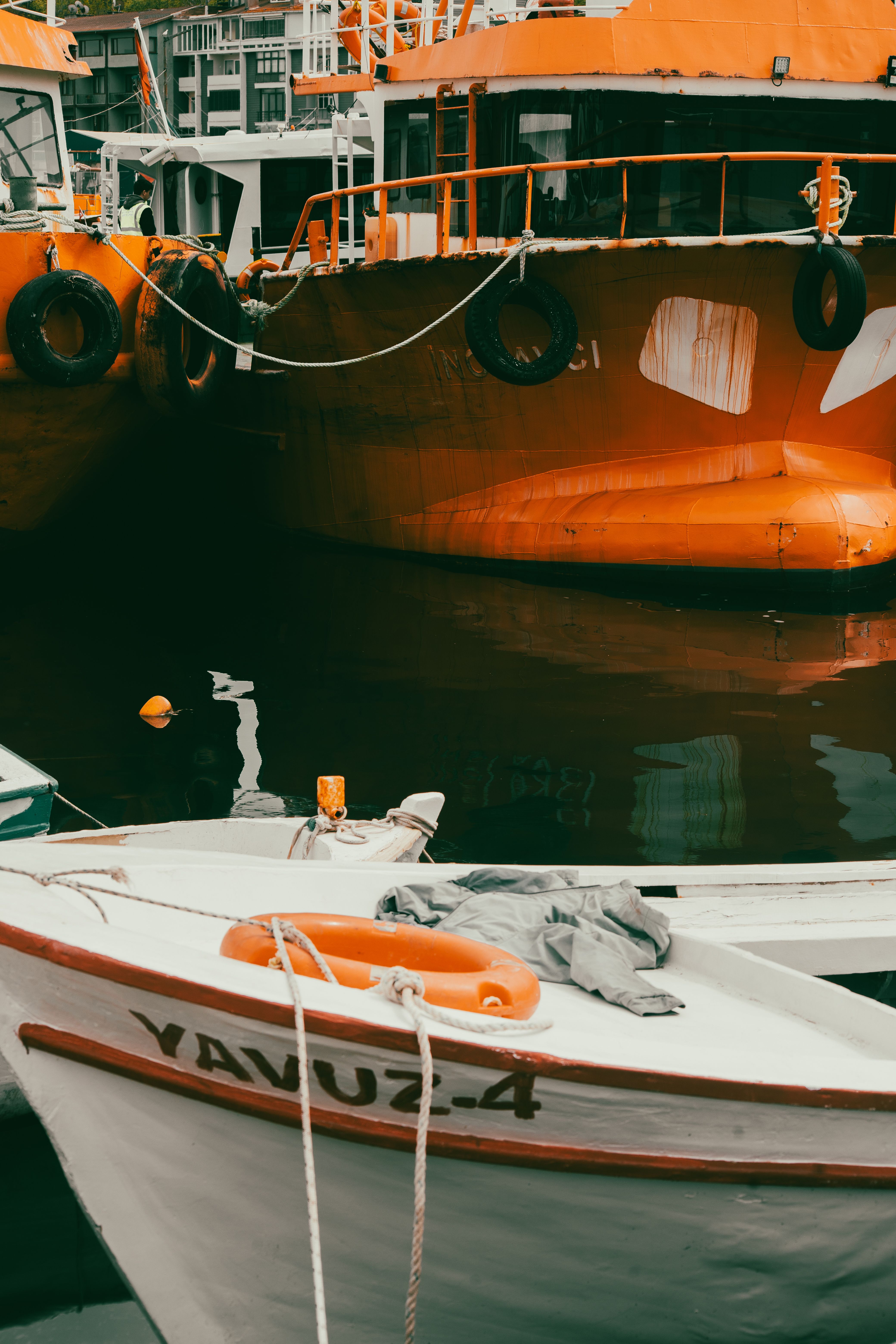 Orange Boats Docked in a Turkish Harbor · Free Stock Photo