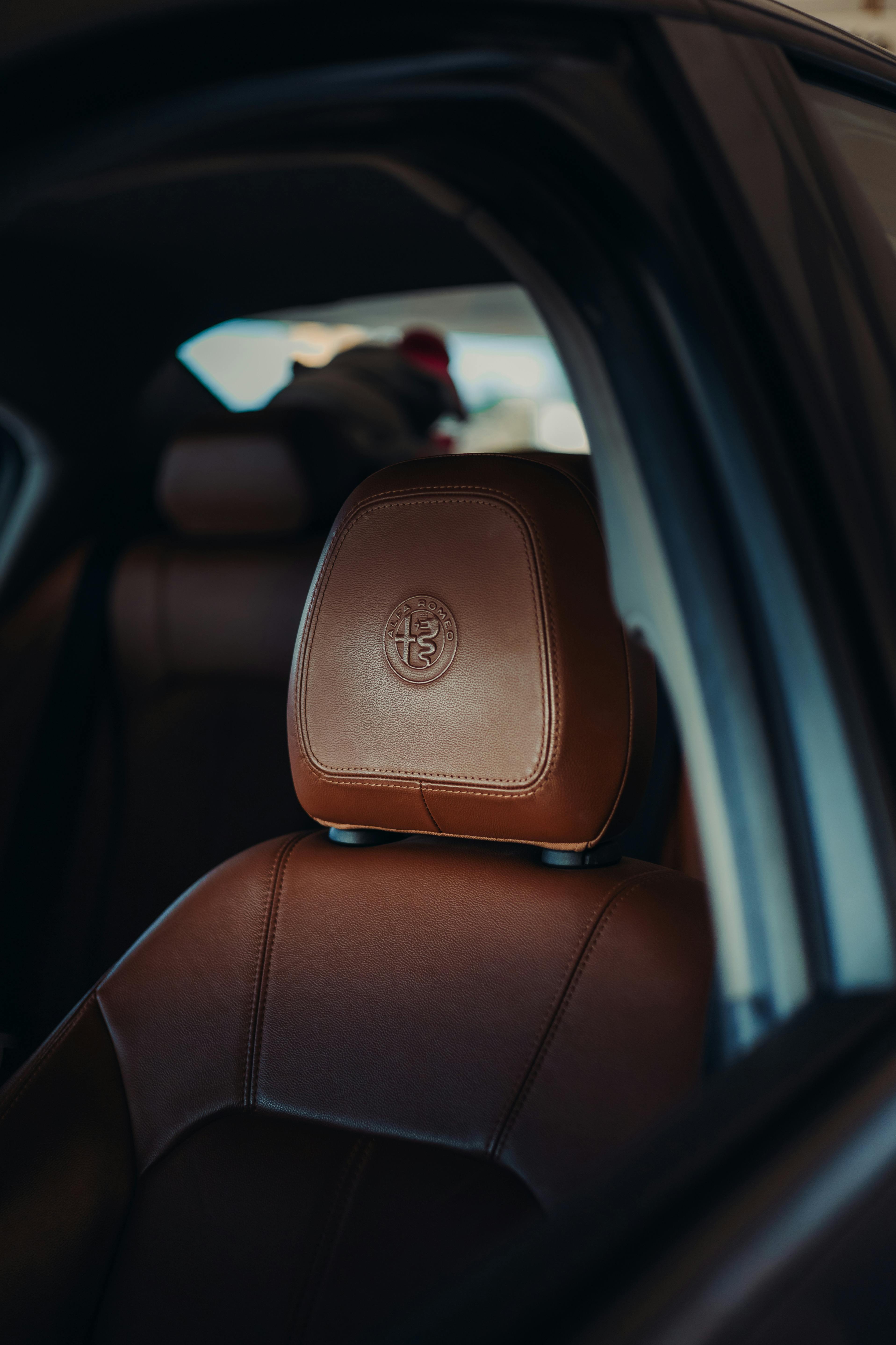 Luxury Car Interior with Leather Headrest Design · Free Stock Photo