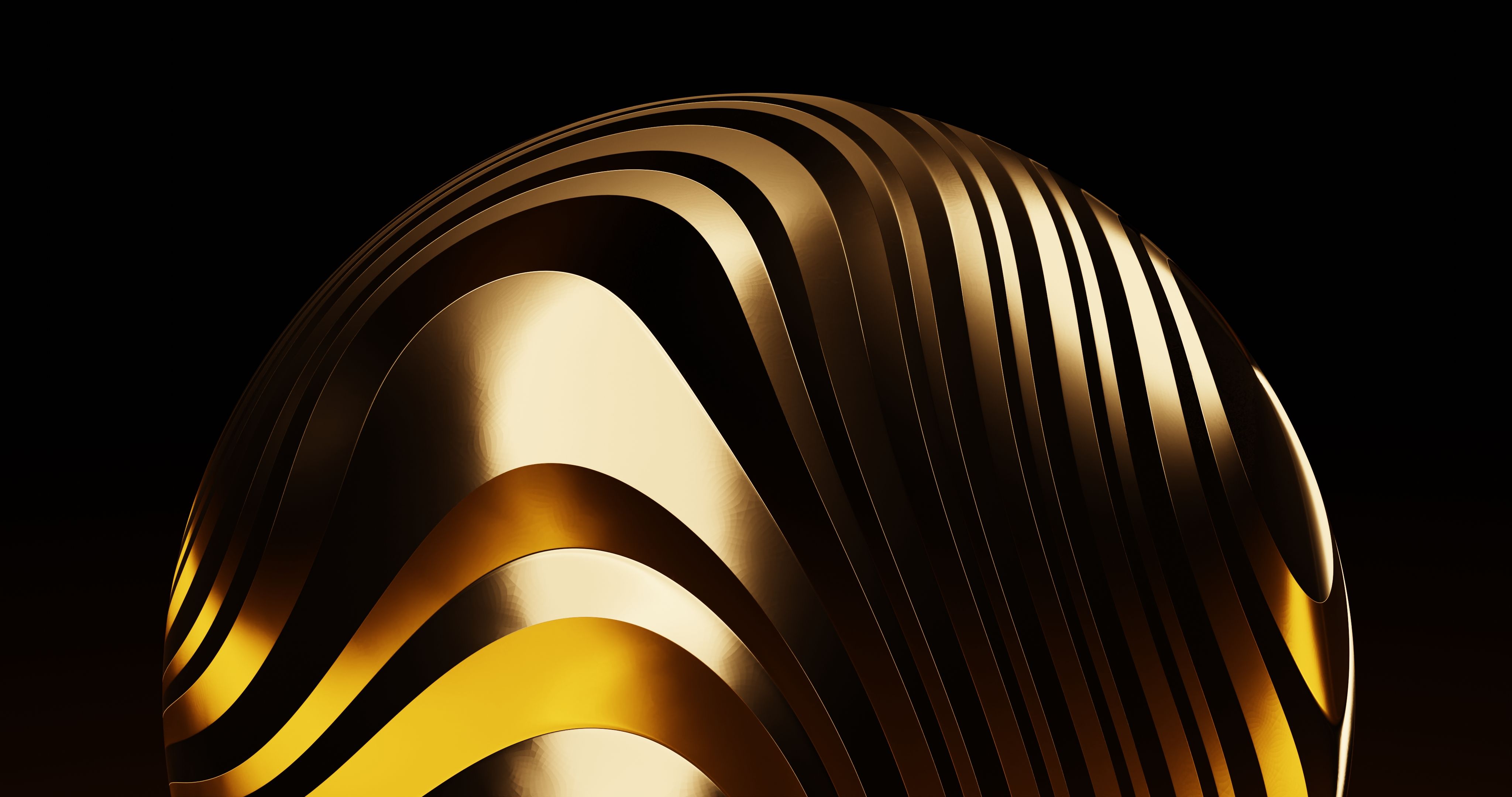 Abstract Golden Sphere with Dynamic Stripes · Free Stock Photo