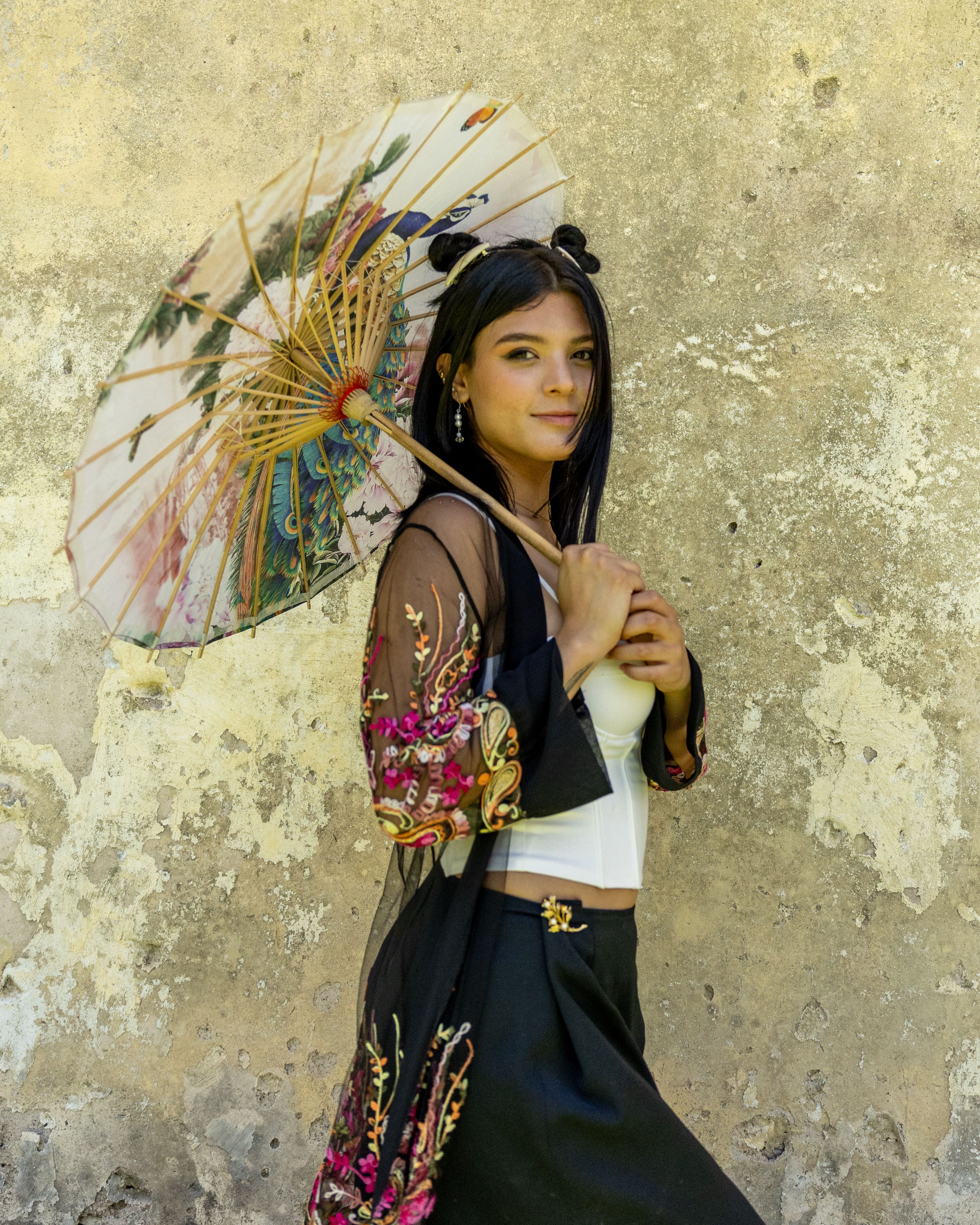 Asian-Inspired Fashion Portrait with Parasol · Free Stock Photo