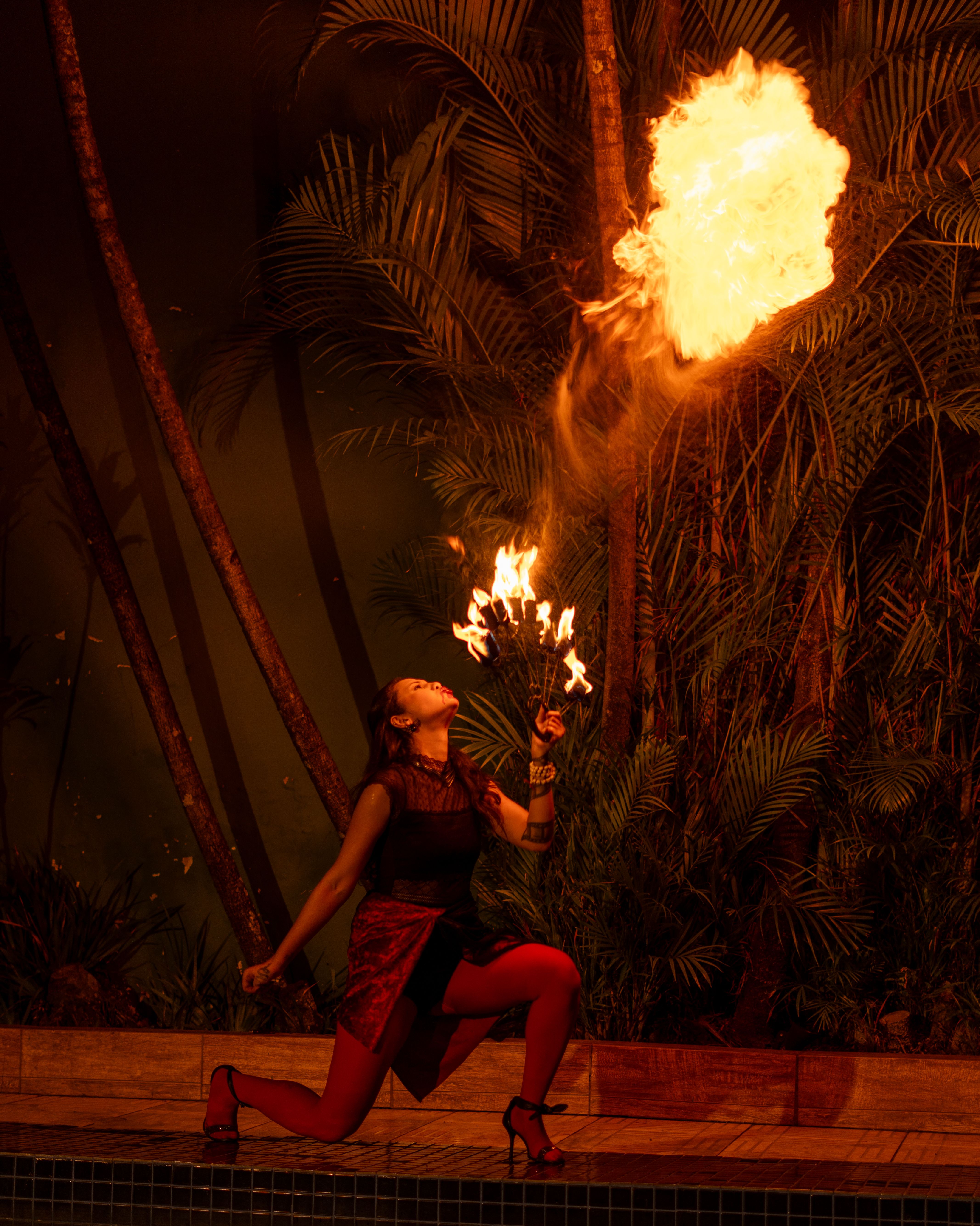 Dynamic Fire Performer in São Paulo Night · Free Stock Photo