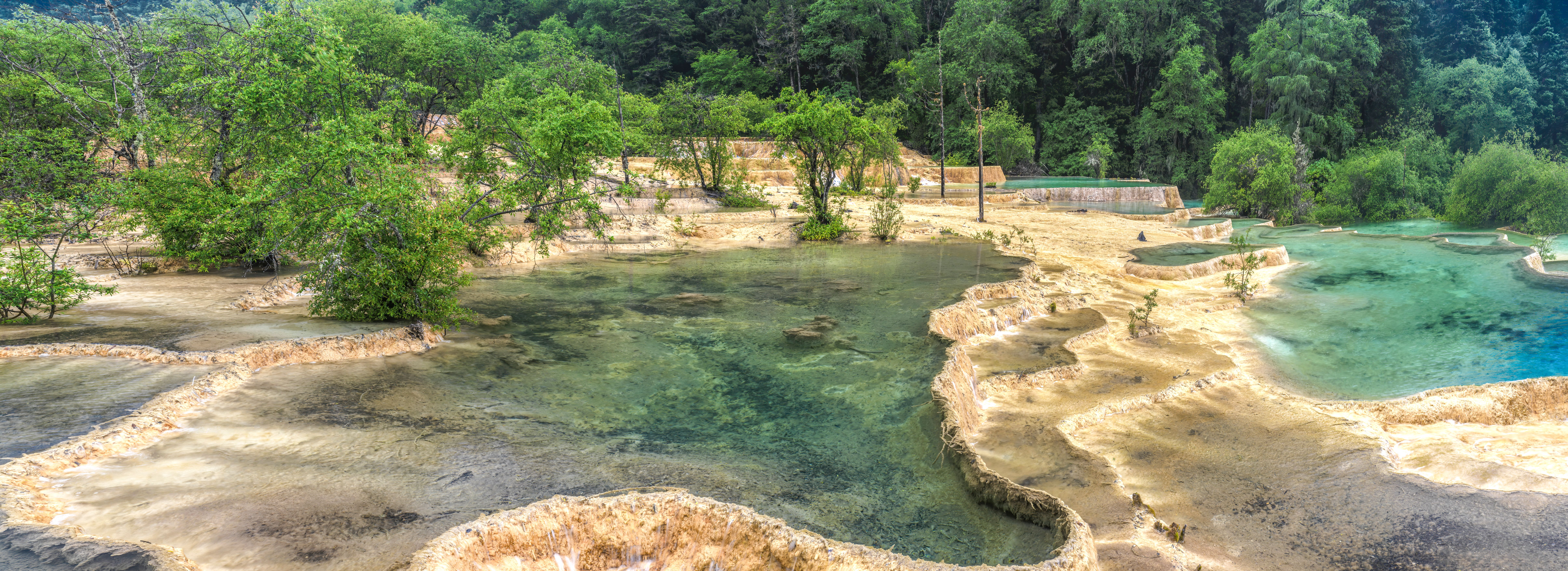 Scenic Terraced Limestone Pools in Huanglong Valley · Free Stock Photo