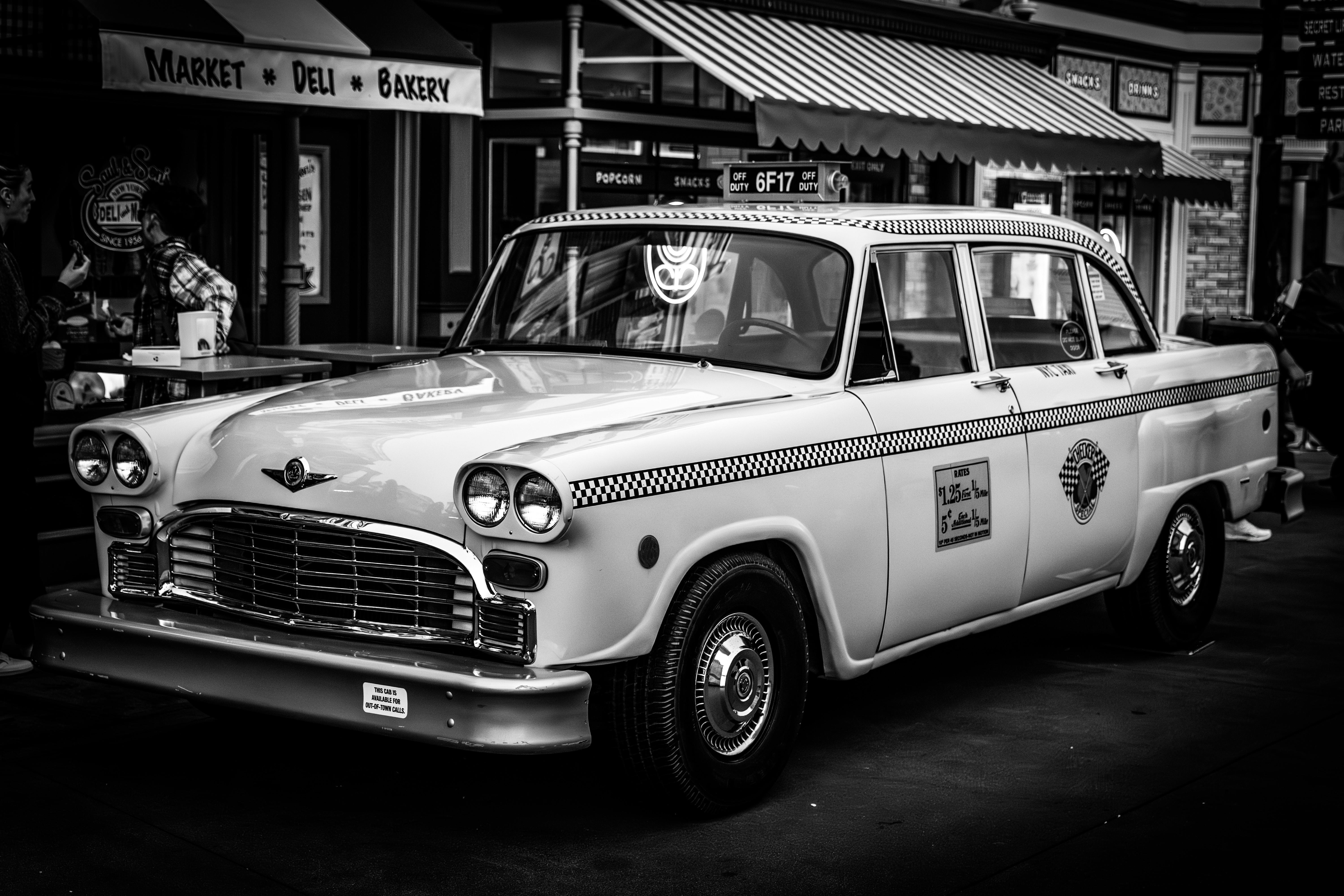 Classic Taxi Cab in Black and White Photo · Free Stock Photo