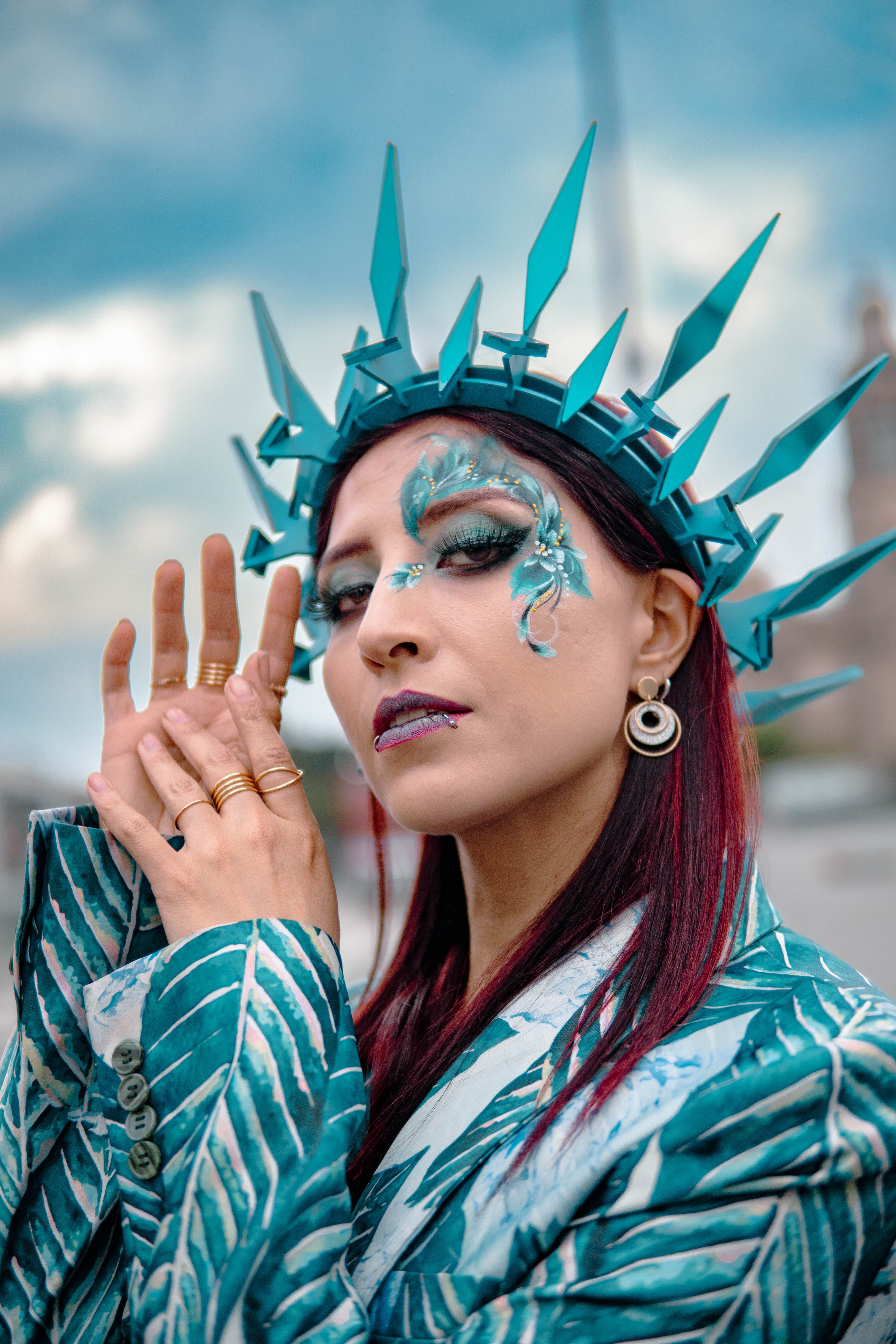 Portrait of Artistic Woman in Unique Headpiece · Free Stock Photo