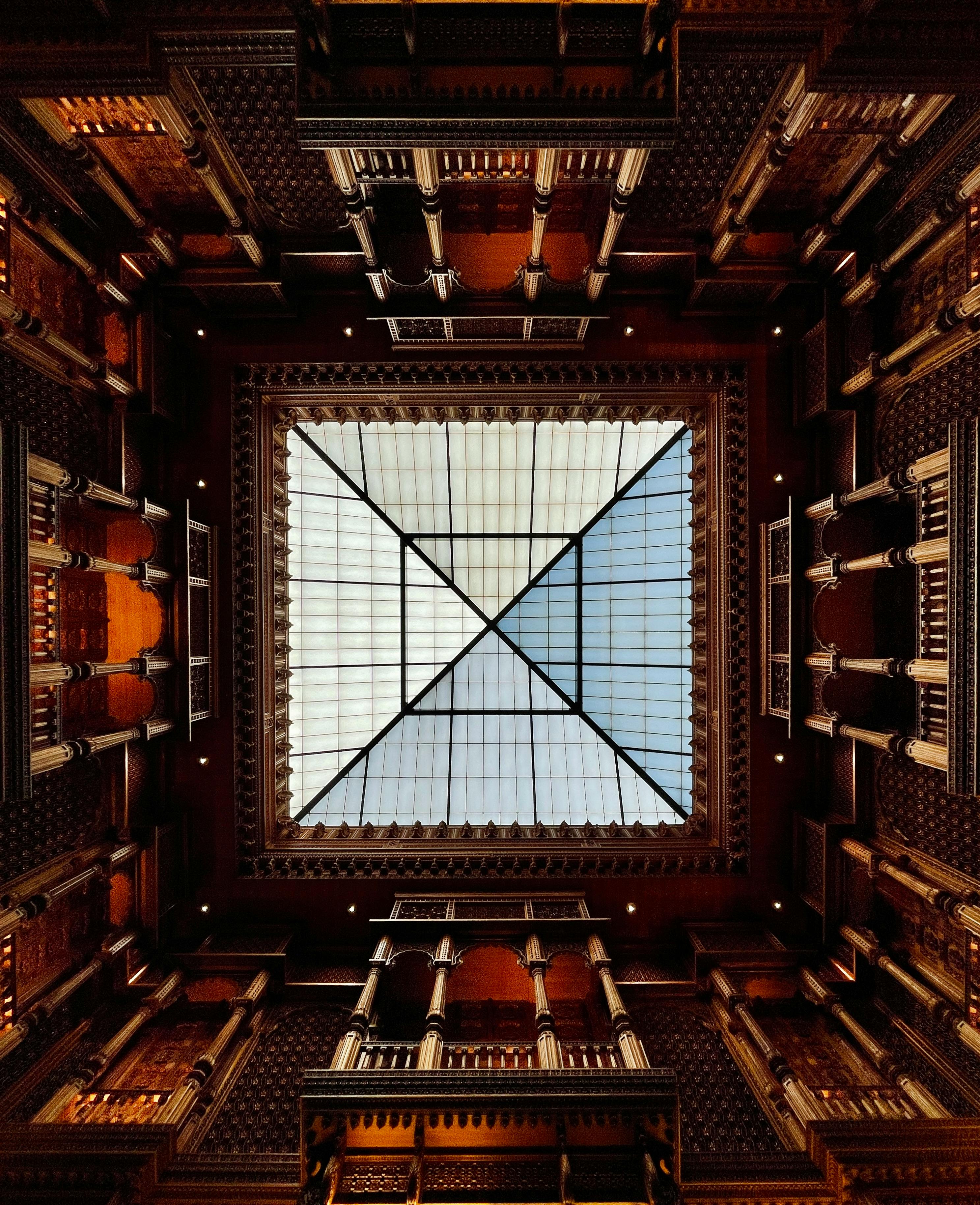 Intricate Architectural Ceiling with Glass Dome · Free Stock Photo