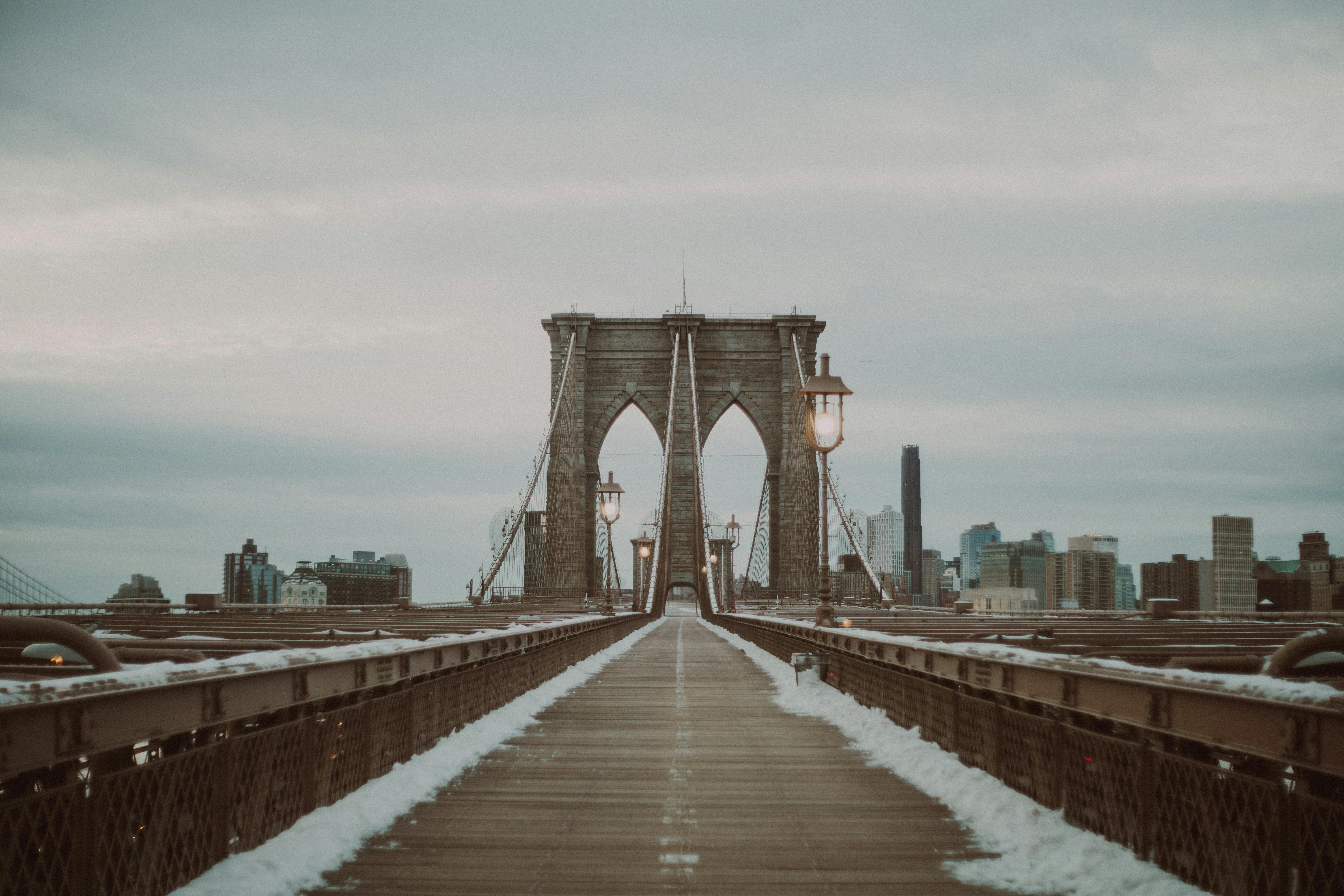 Brooklyn Bridge in Winter with City Skyline · Free Stock Photo