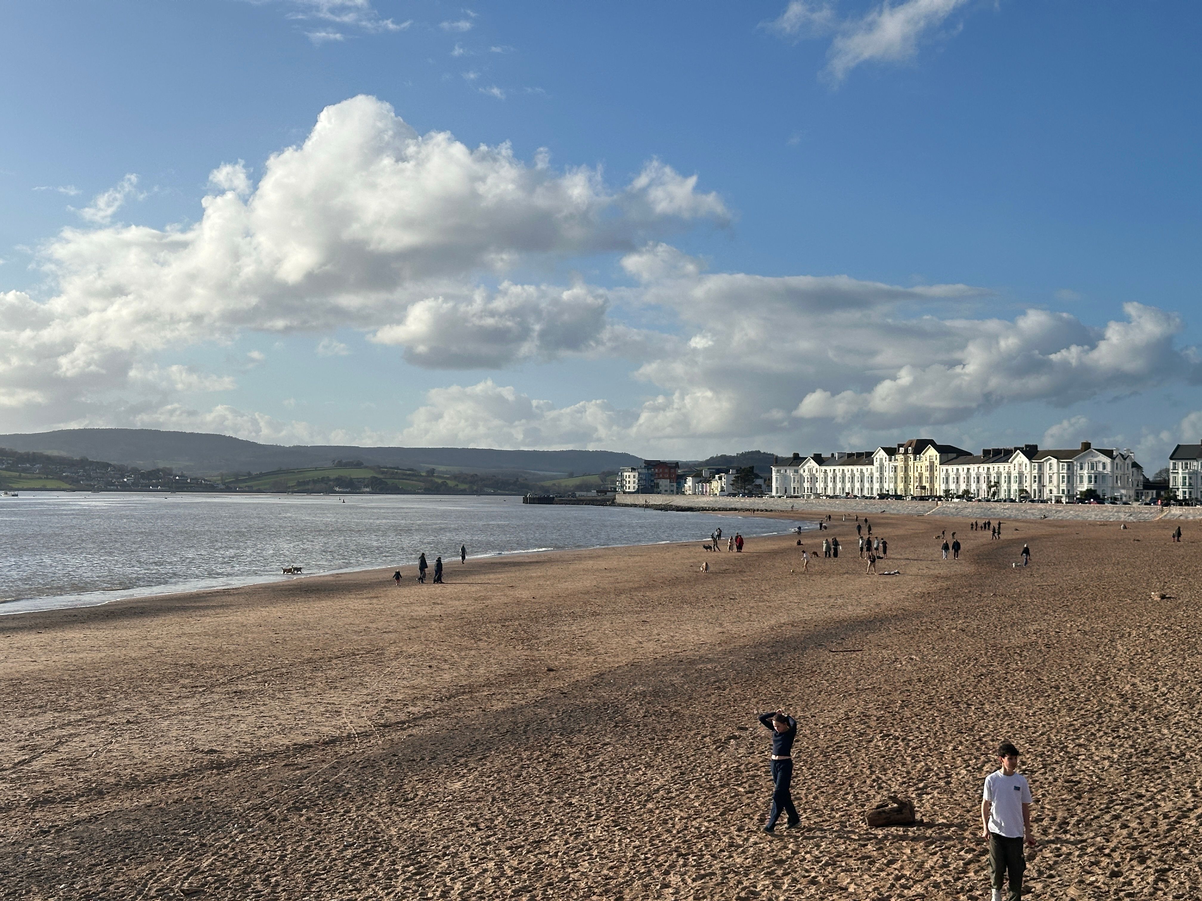 Scenic Beachfront View with Coastal Town · Free Stock Photo