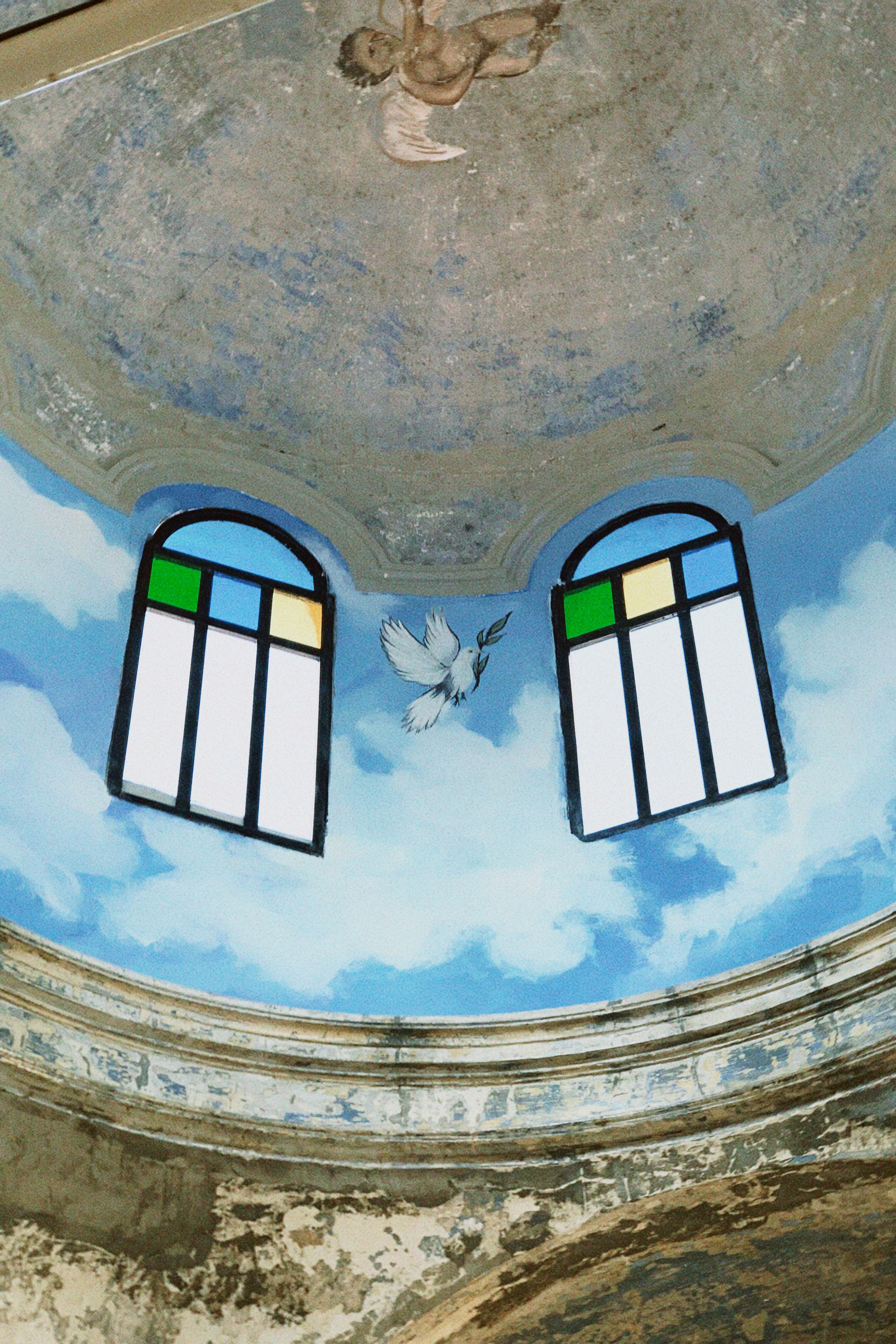 Colorful Church Ceiling with Stained Glass Windows · Free Stock Photo