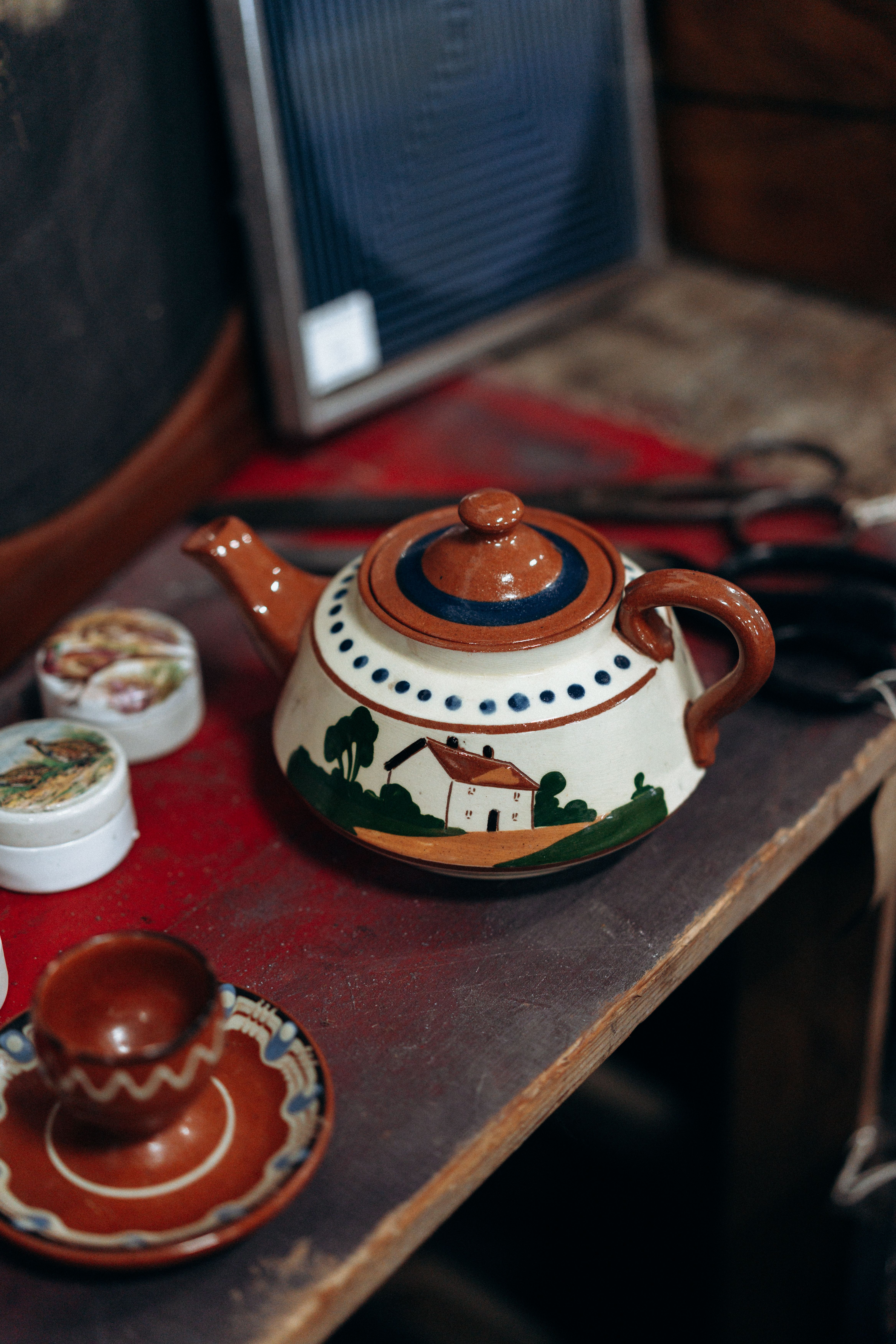 Handmade Ceramic Teapot on Rustic Table · Free Stock Photo
