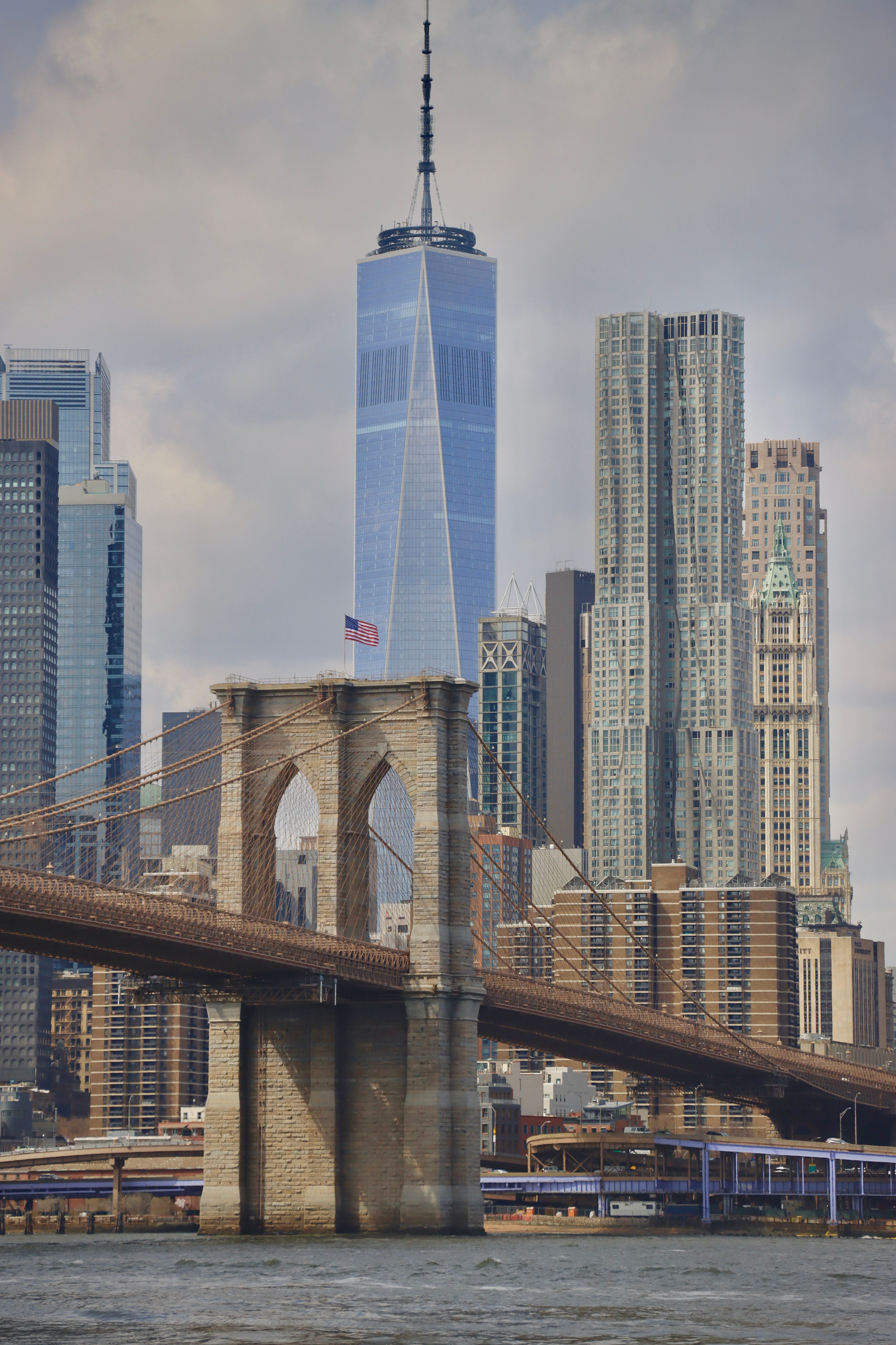 Brooklyn Bridge with One World Trade Center · Free Stock Photo