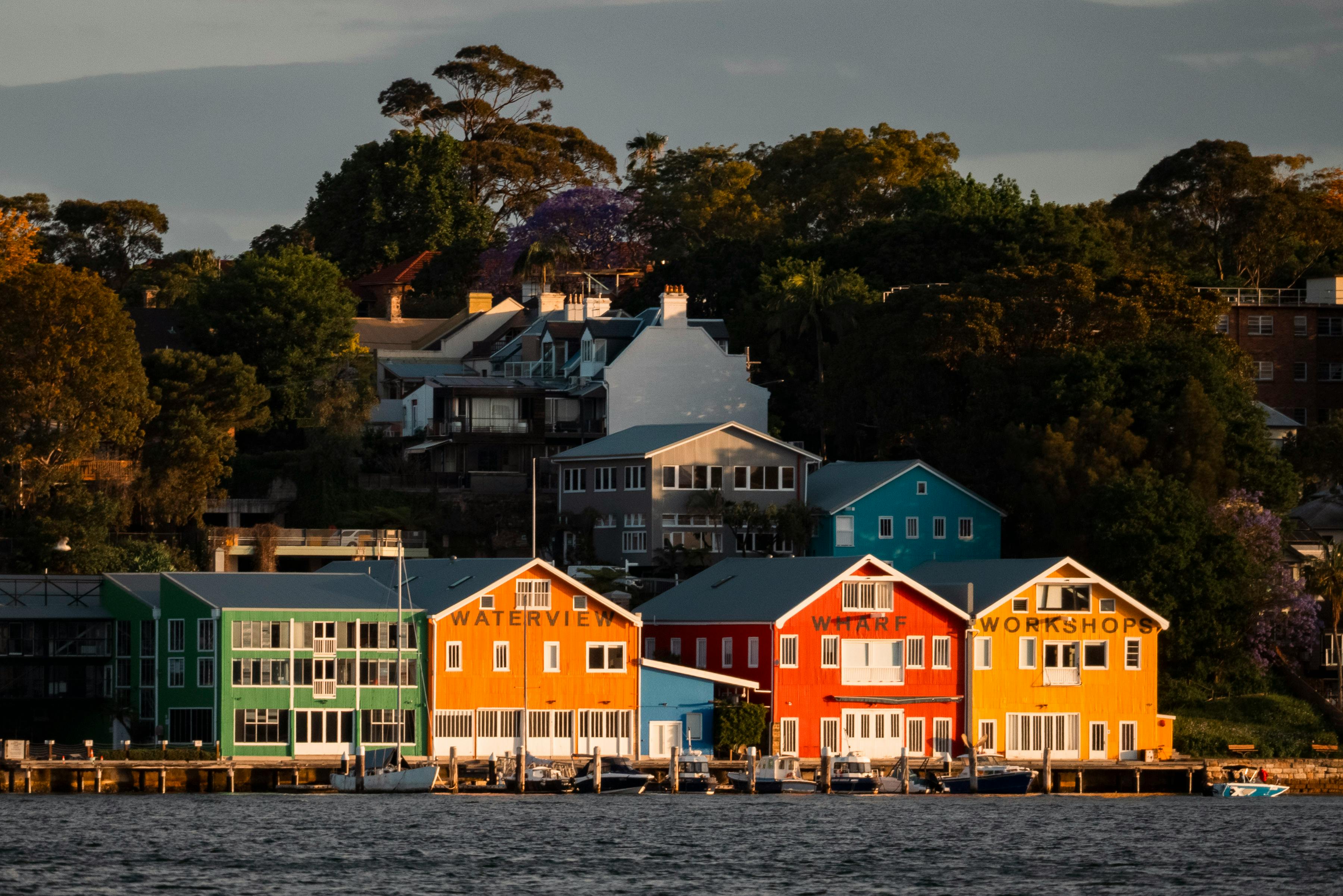 Colorful Waterfront Workshops in Balmain, Sydney · Free Stock Photo