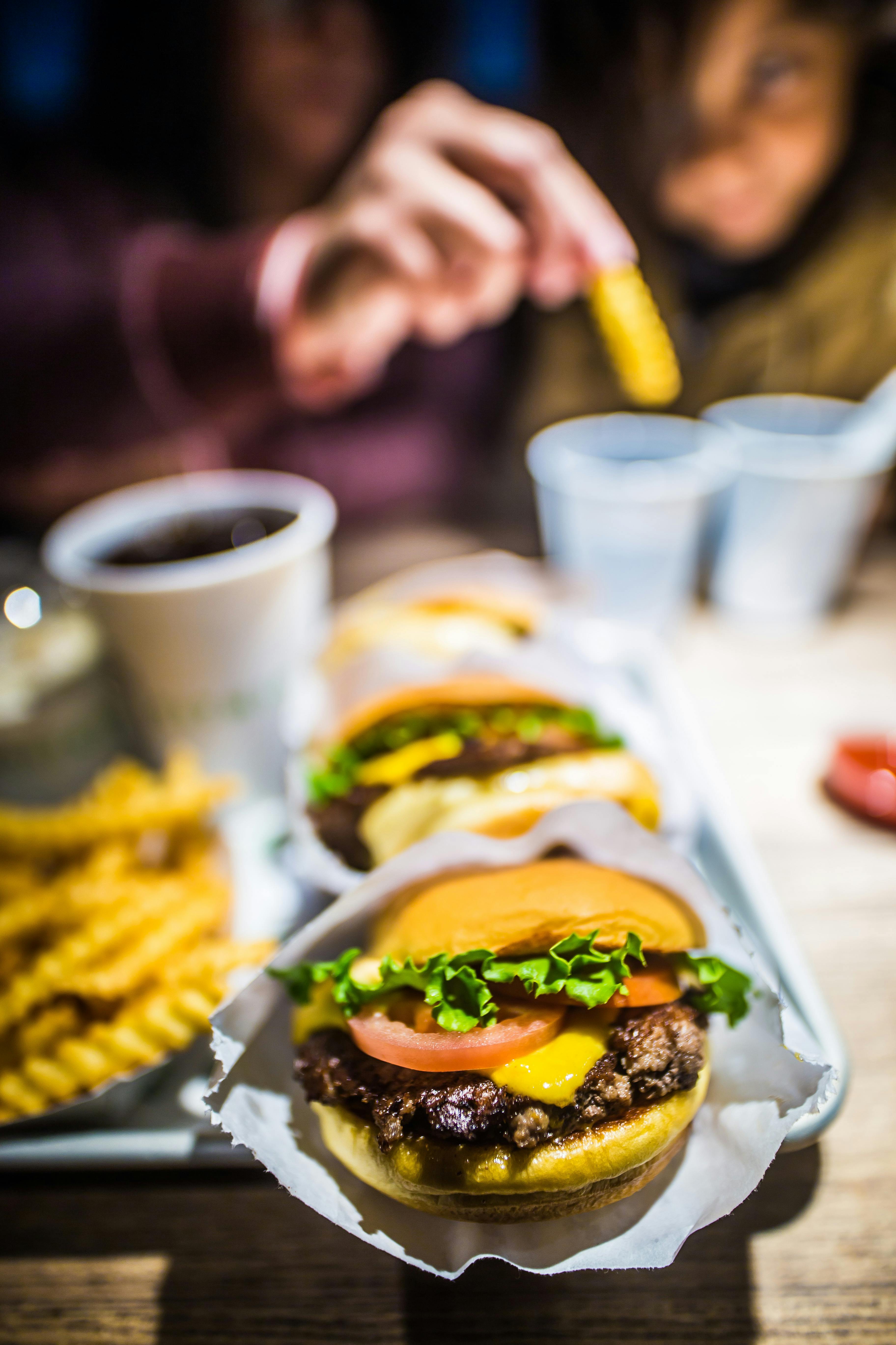 Burger on Brown Wooden Tray · Free Stock Photo