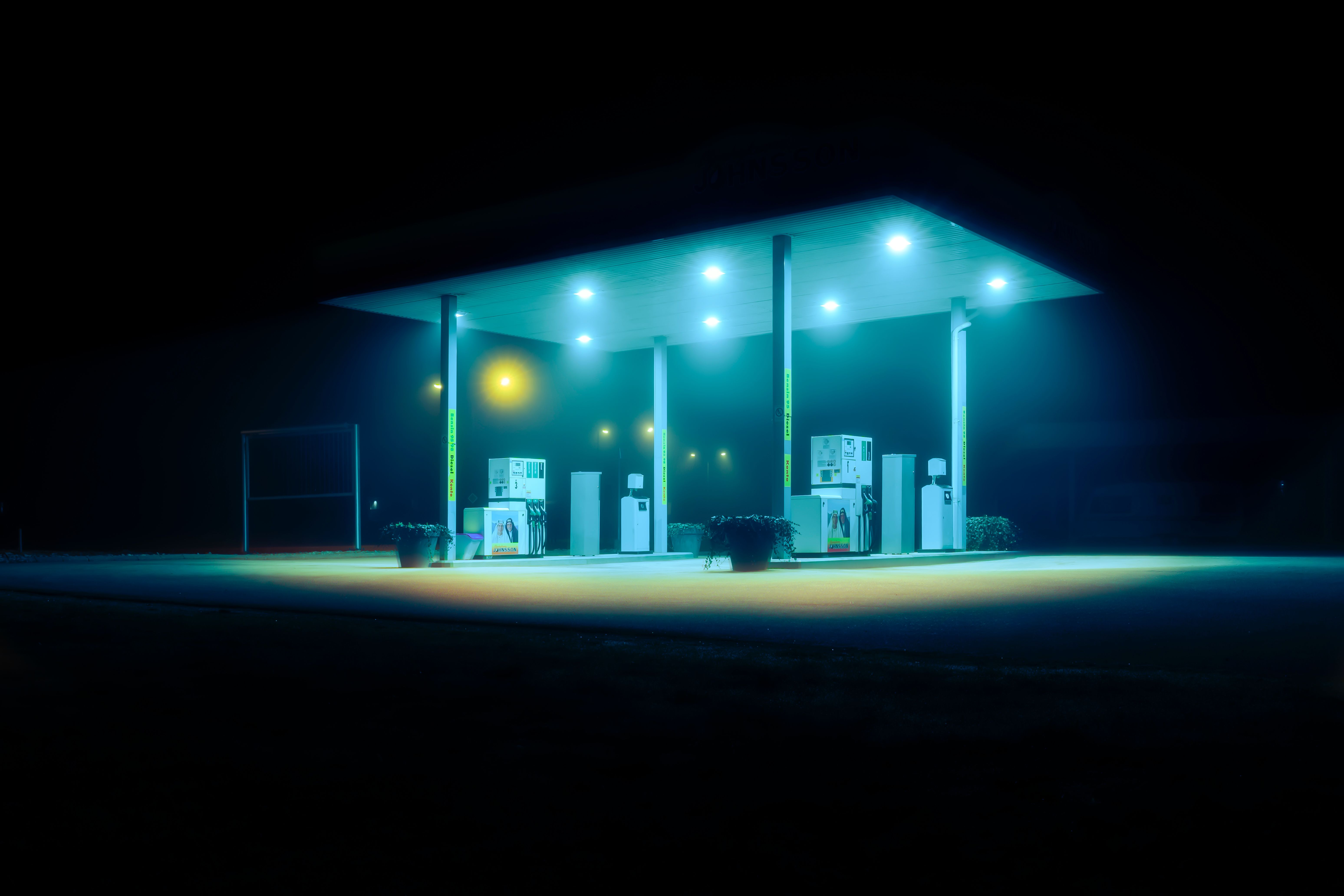 Gasoline Station during Nighttime · Free Stock Photo