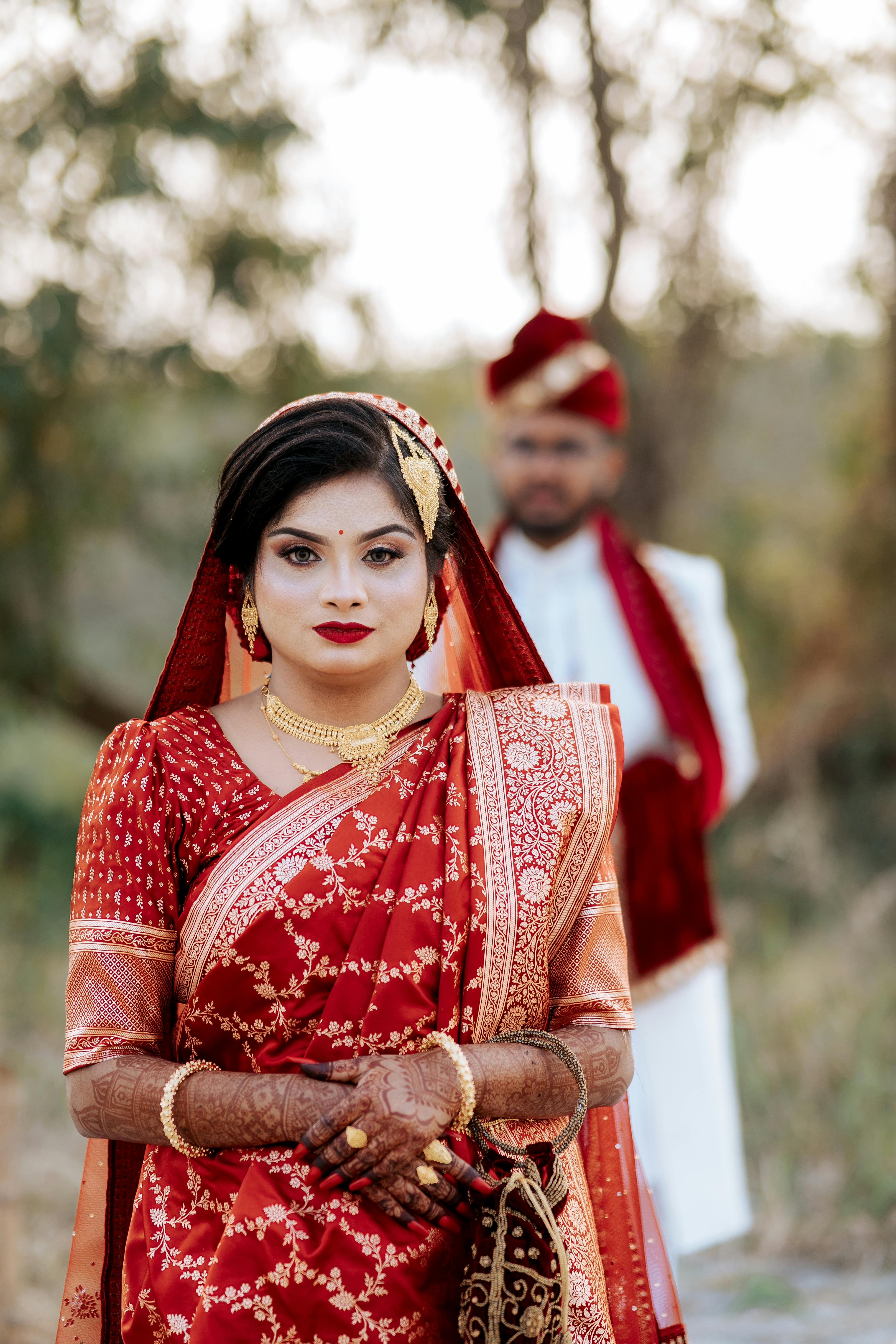 Traditional Indian Wedding Bride and Groom Outdoors · Free Stock Photo