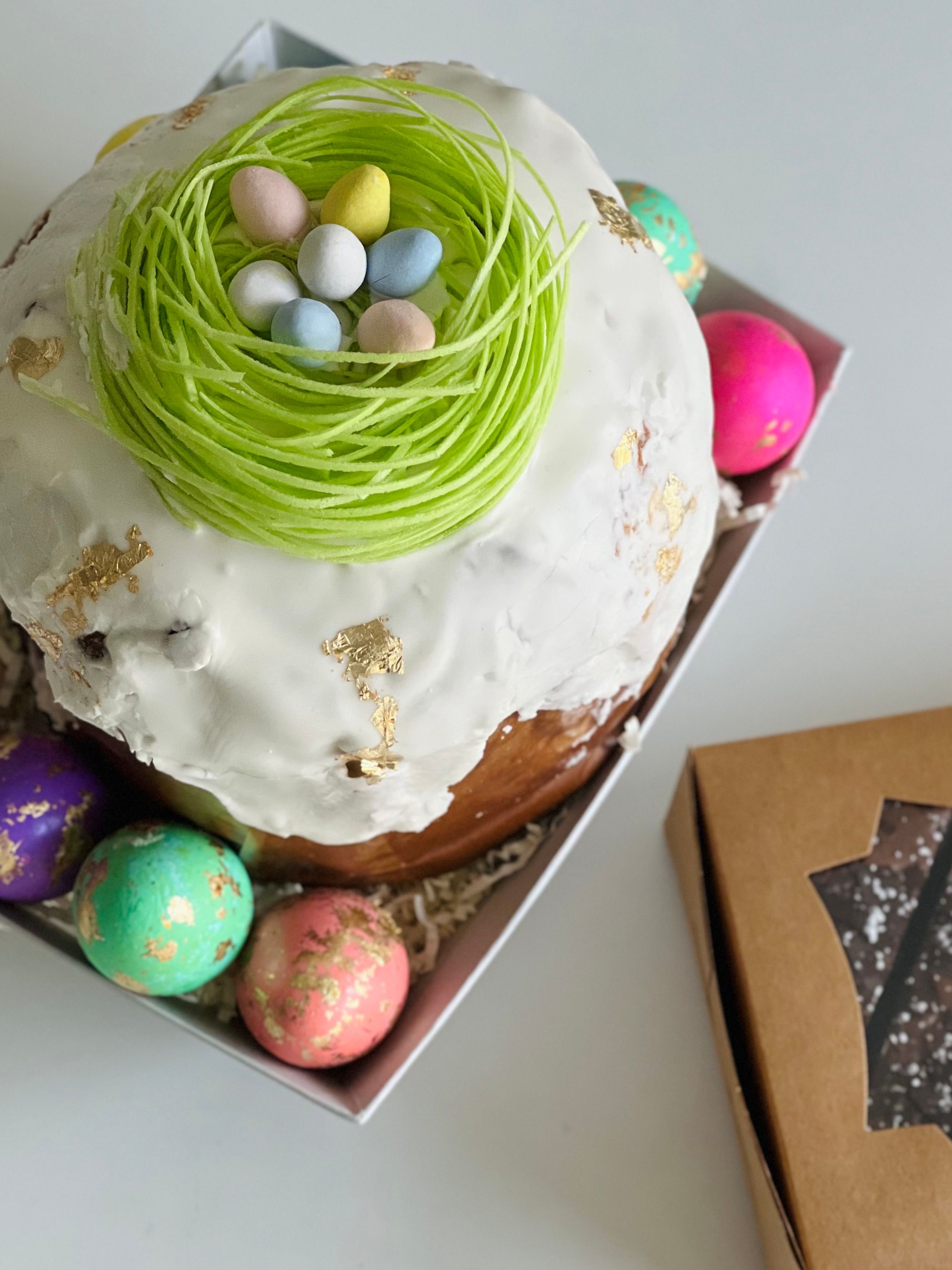 Festive Easter Cake with Colorful Eggs · Free Stock Photo