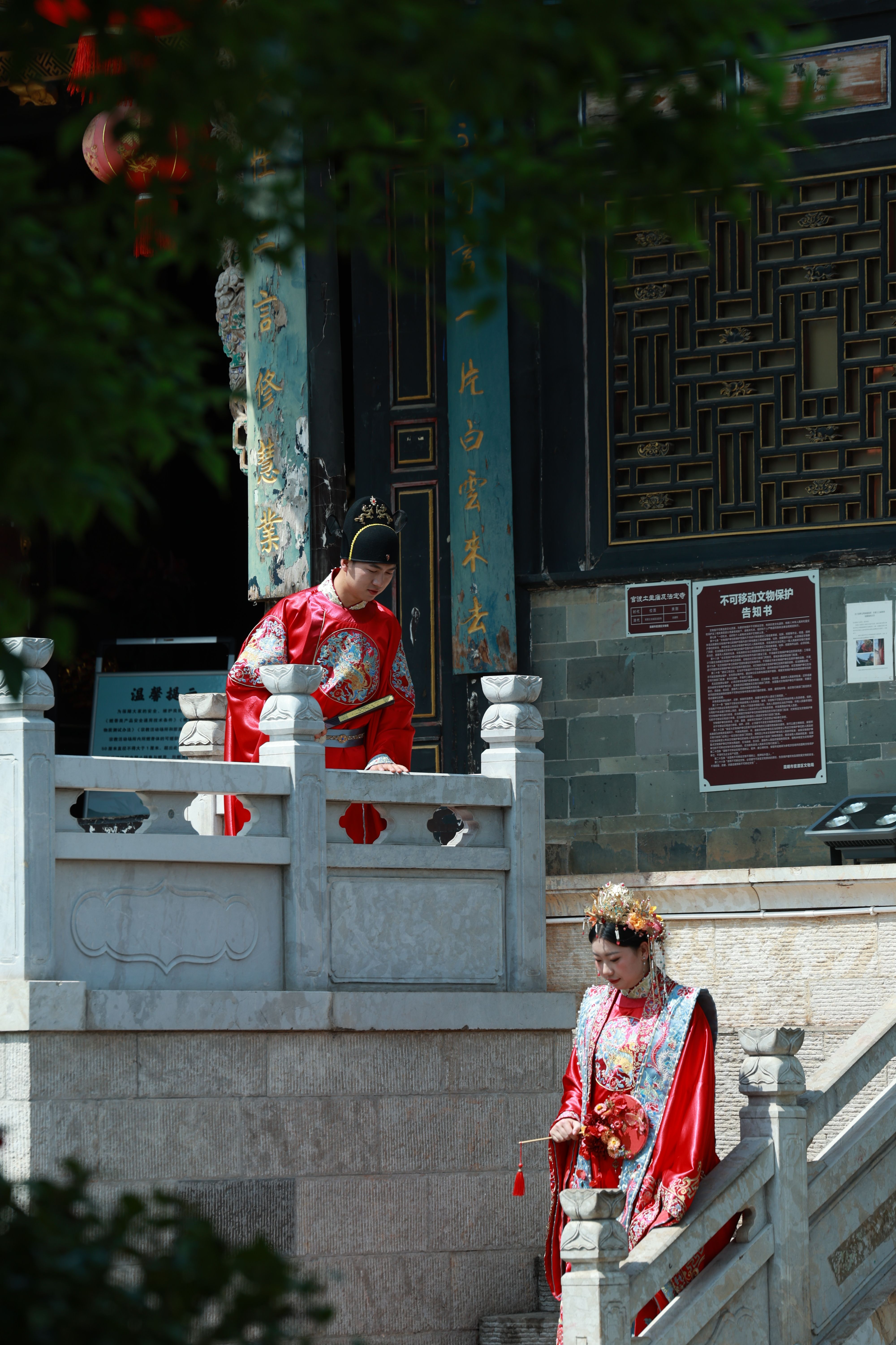 Traditional Chinese Attire Outside Historic Temple · Free Stock Photo