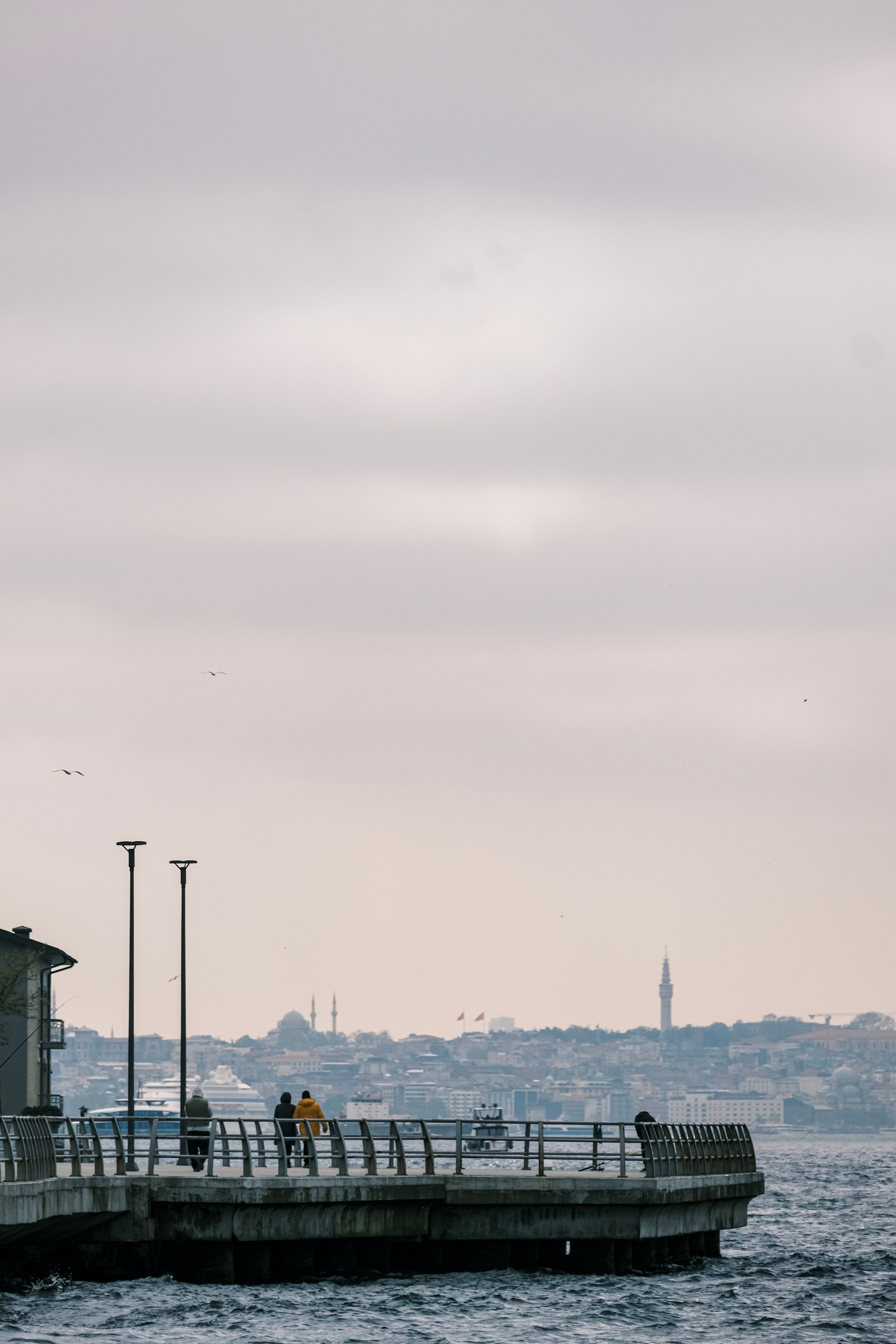 Seaside Promenade with City Skyline in Background · Free Stock Photo