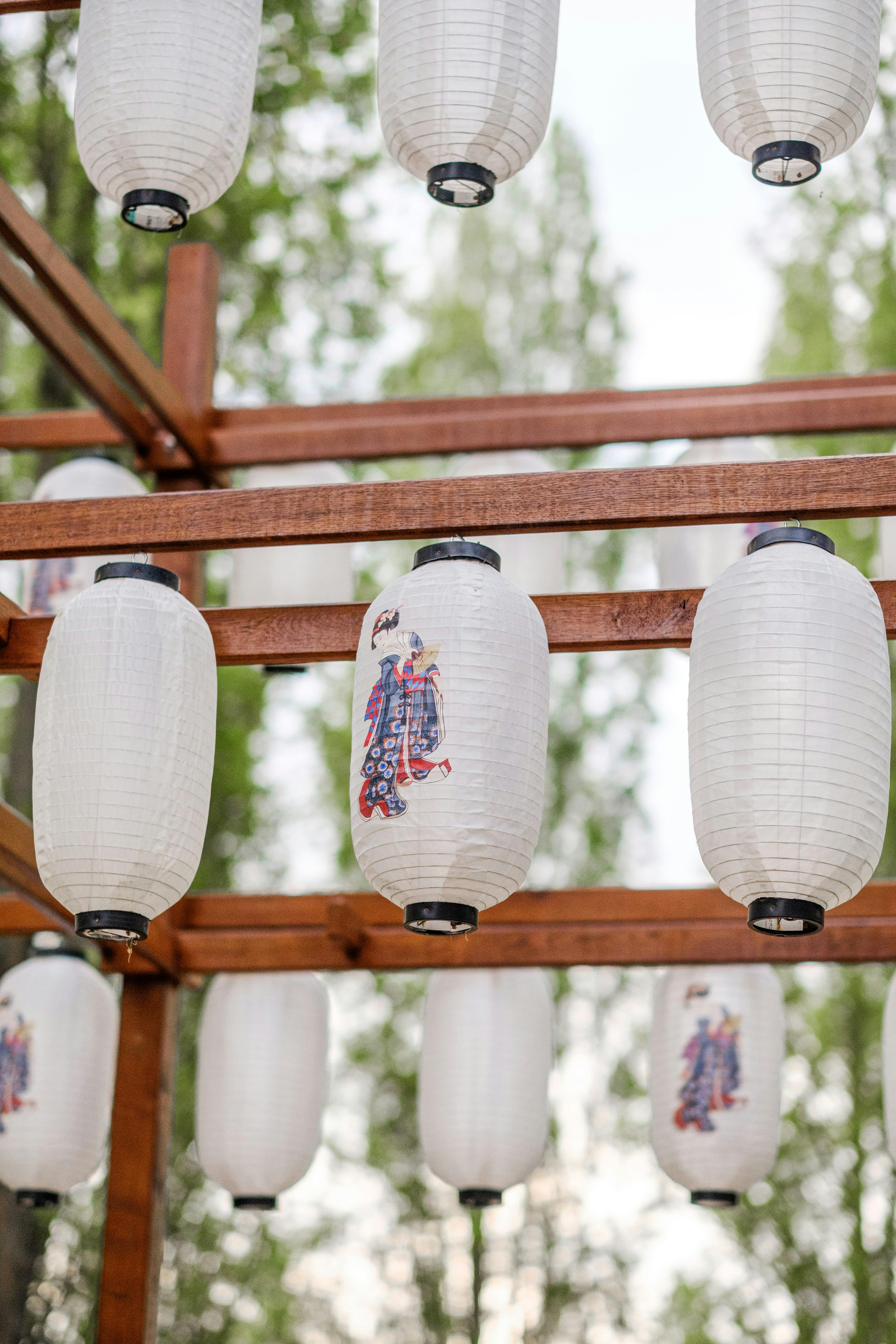 Traditional Japanese Paper Lanterns Outdoors · Free Stock Photo