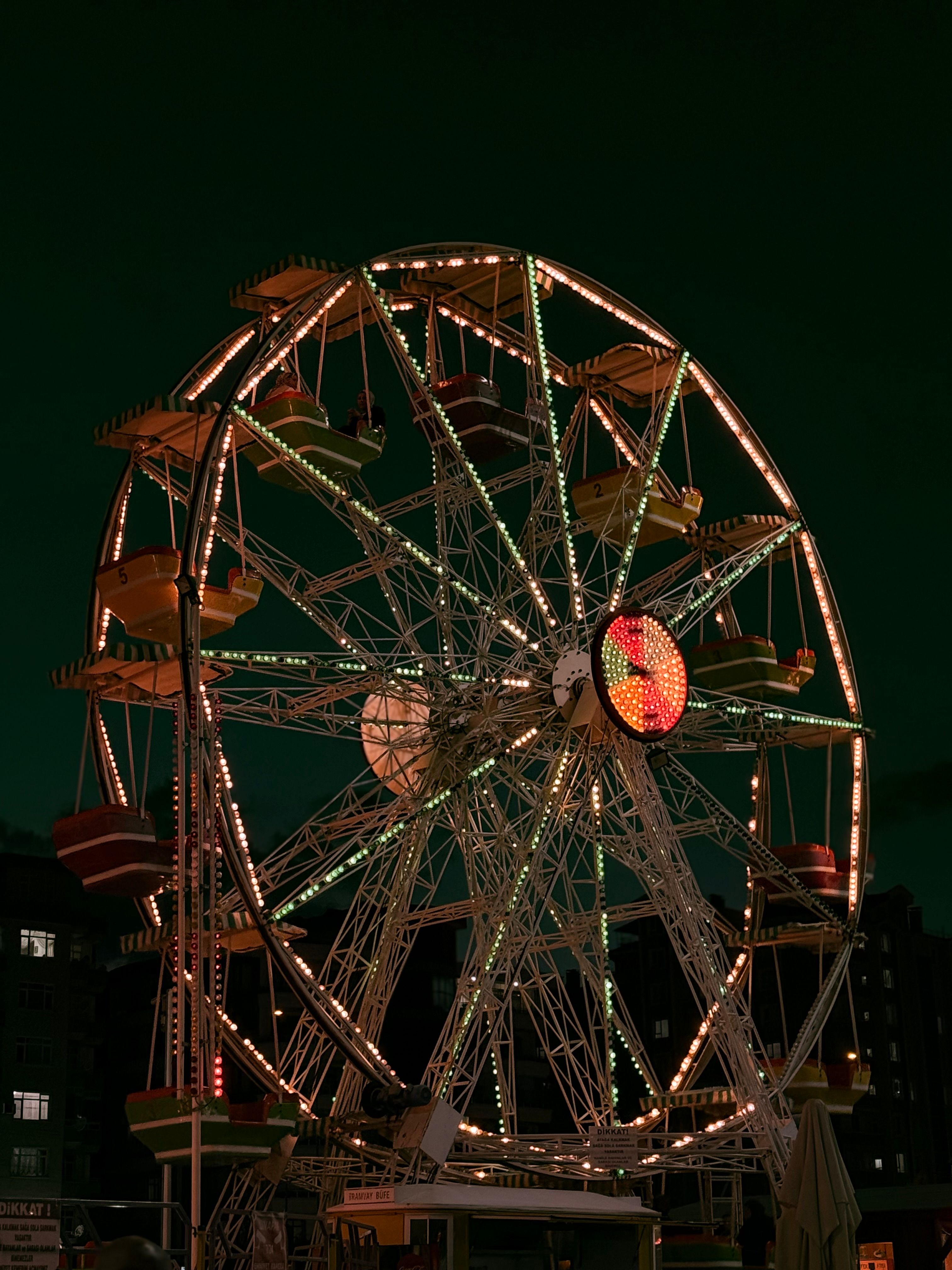 Illuminated Ferris Wheel at Night, Urban Scene · Free Stock Photo