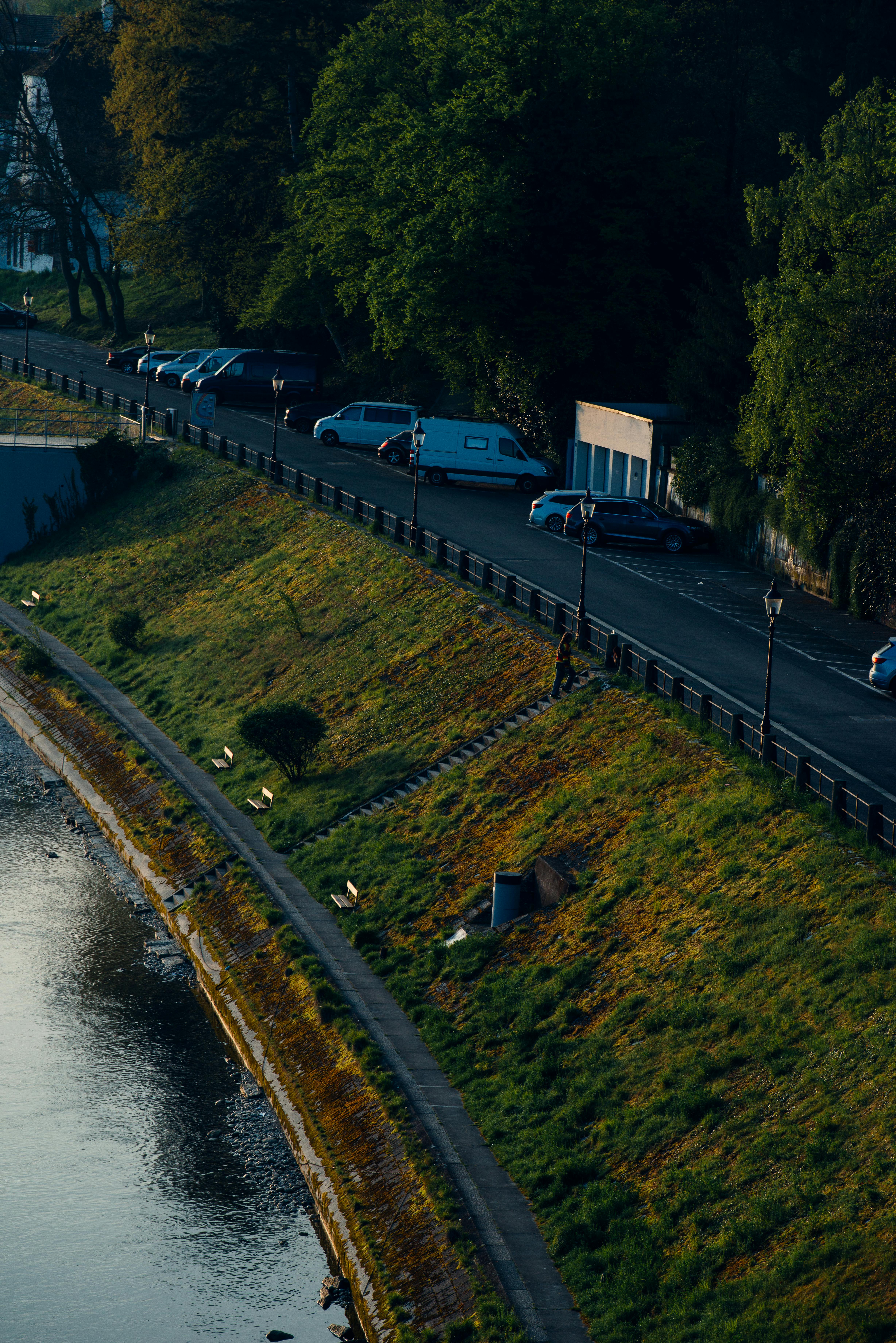 Urban Riverside Road in Basel at Dawn · Free Stock Photo