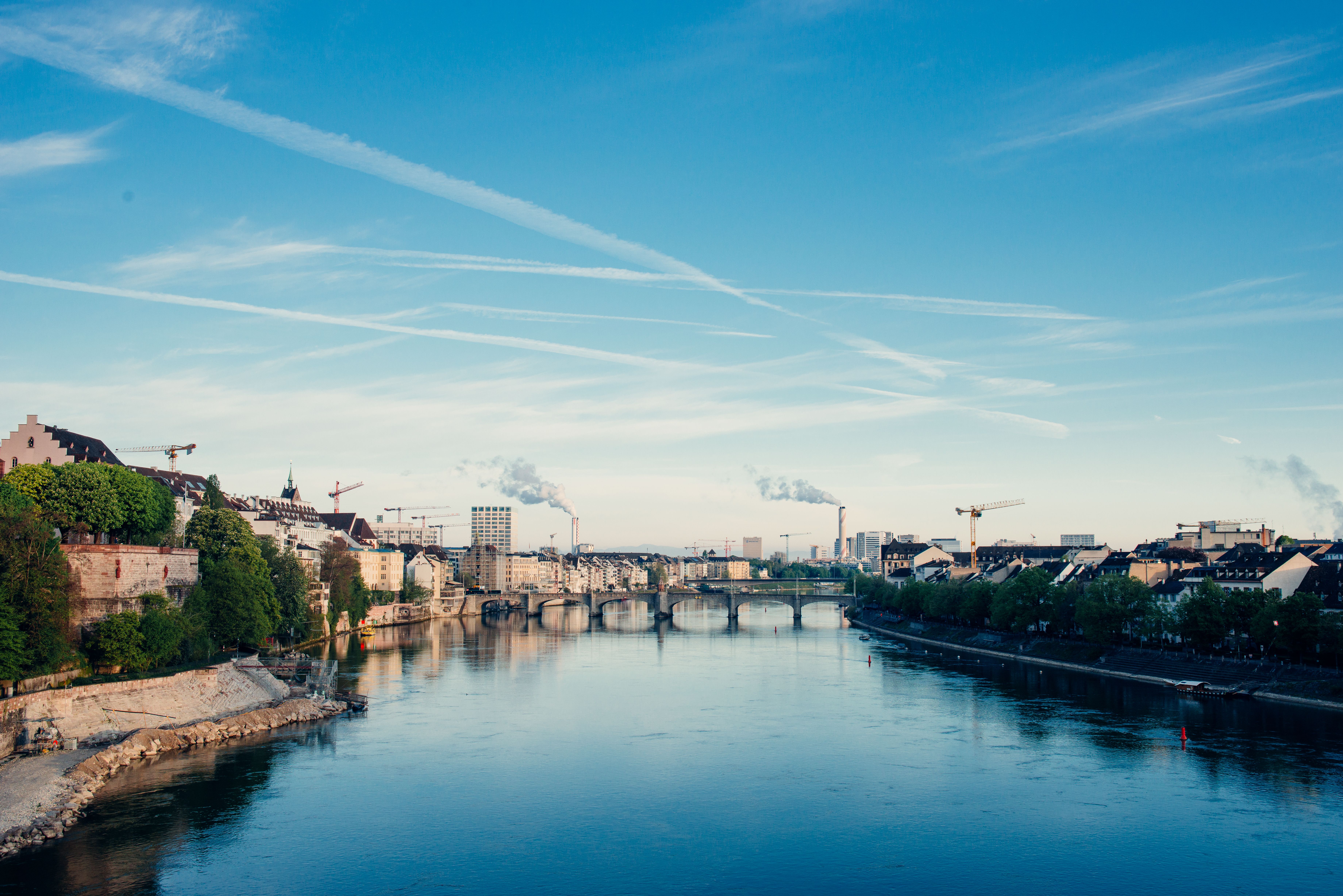 Beautiful Basel Cityscape with Rhine River View · Free Stock Photo