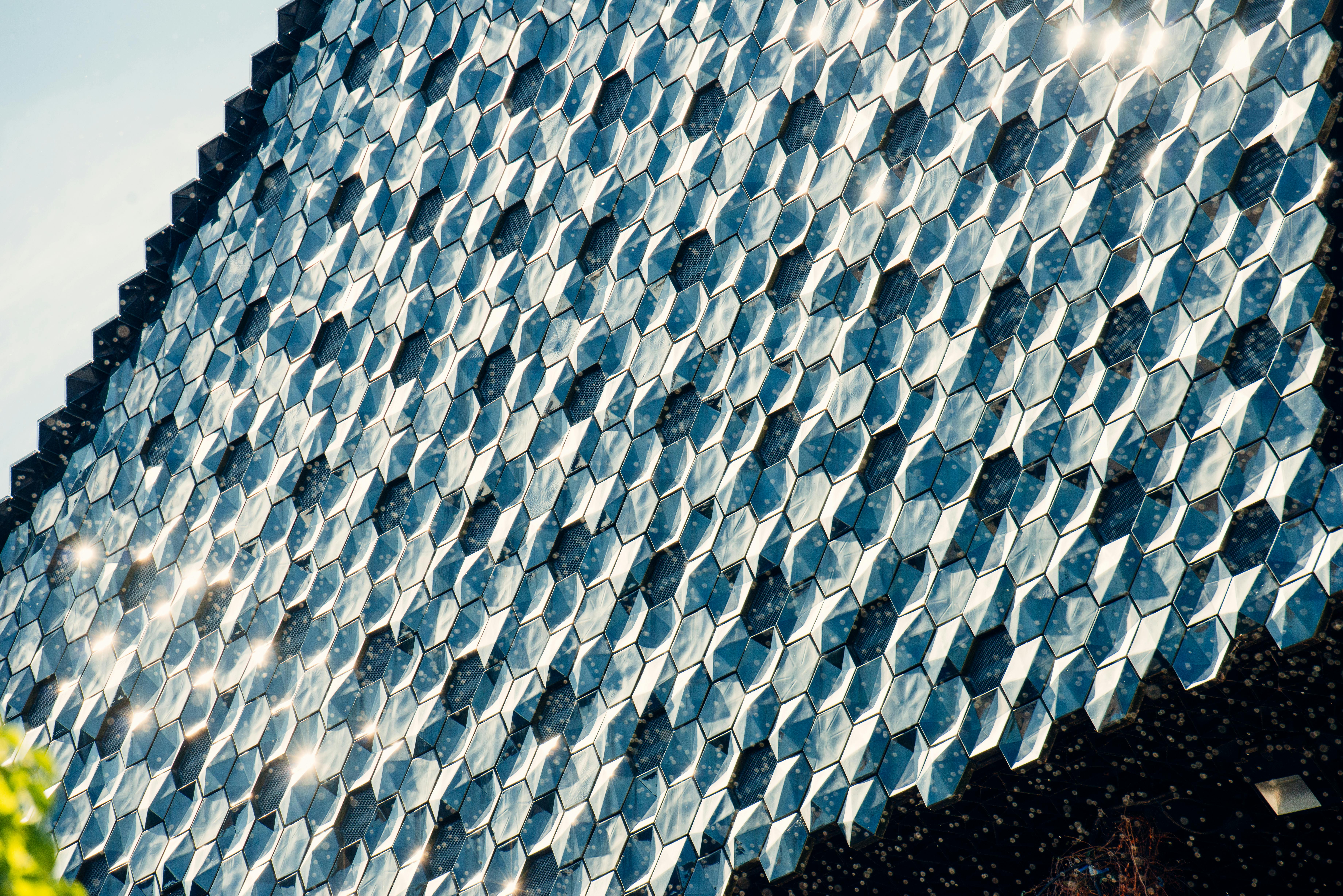 Hexagonal Glass Facade in Basel Architecture · Free Stock Photo