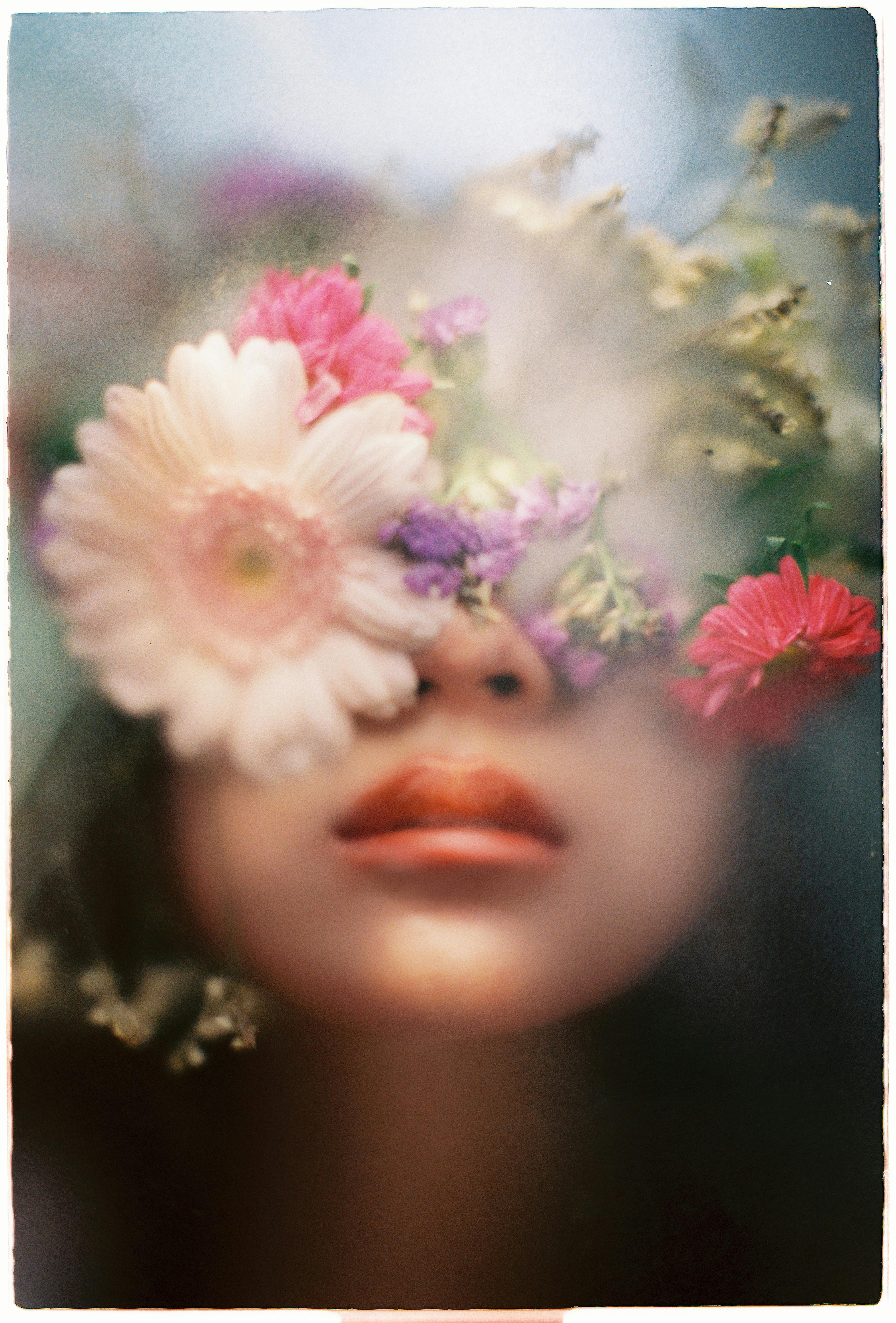 Dreamy Portrait with Floral Face Art · Free Stock Photo