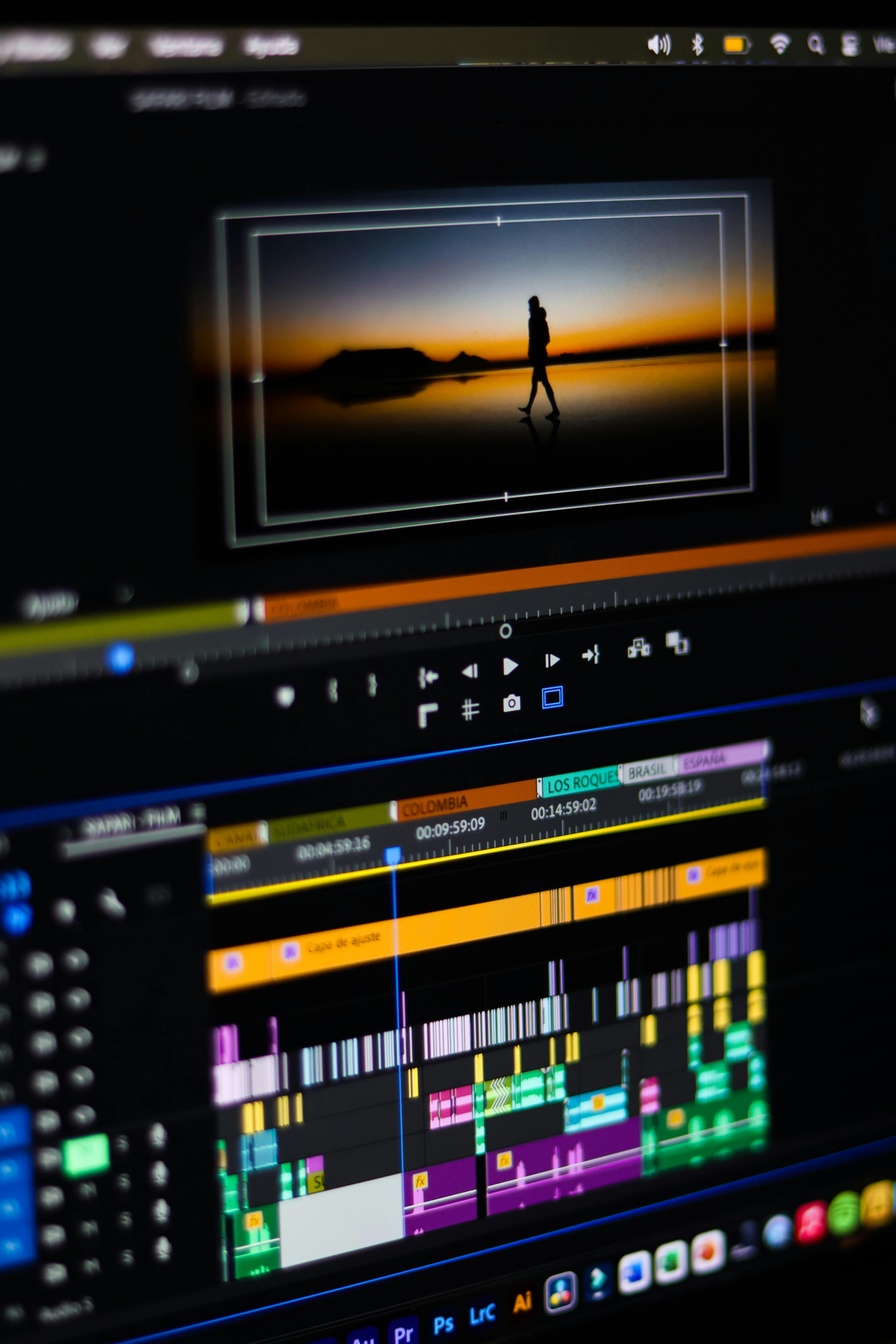 Professional Video Editing Interface on Computer Screen · Free Stock Photo