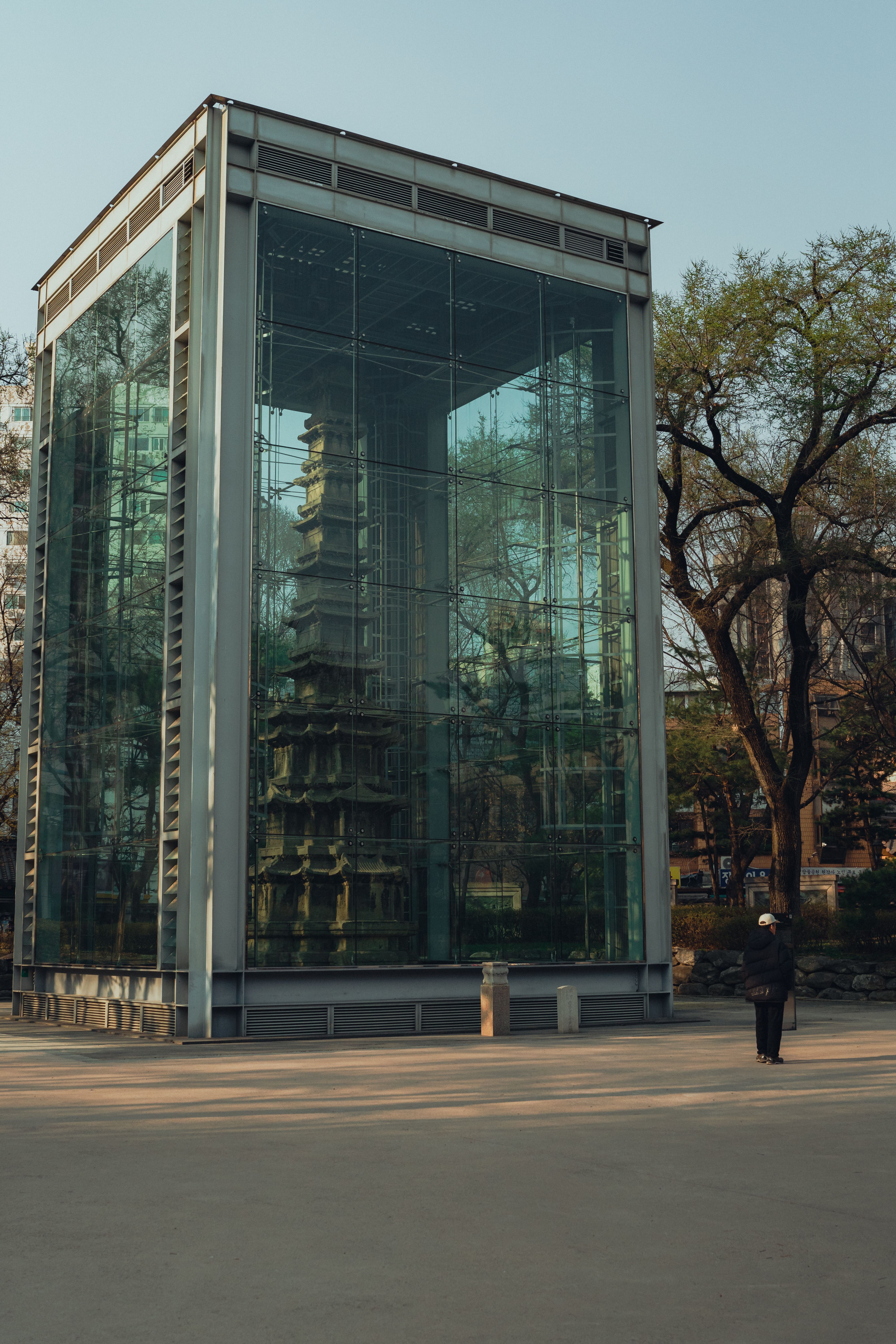 Glass Structure with Ancient Pagoda in Seoul · Free Stock Photo