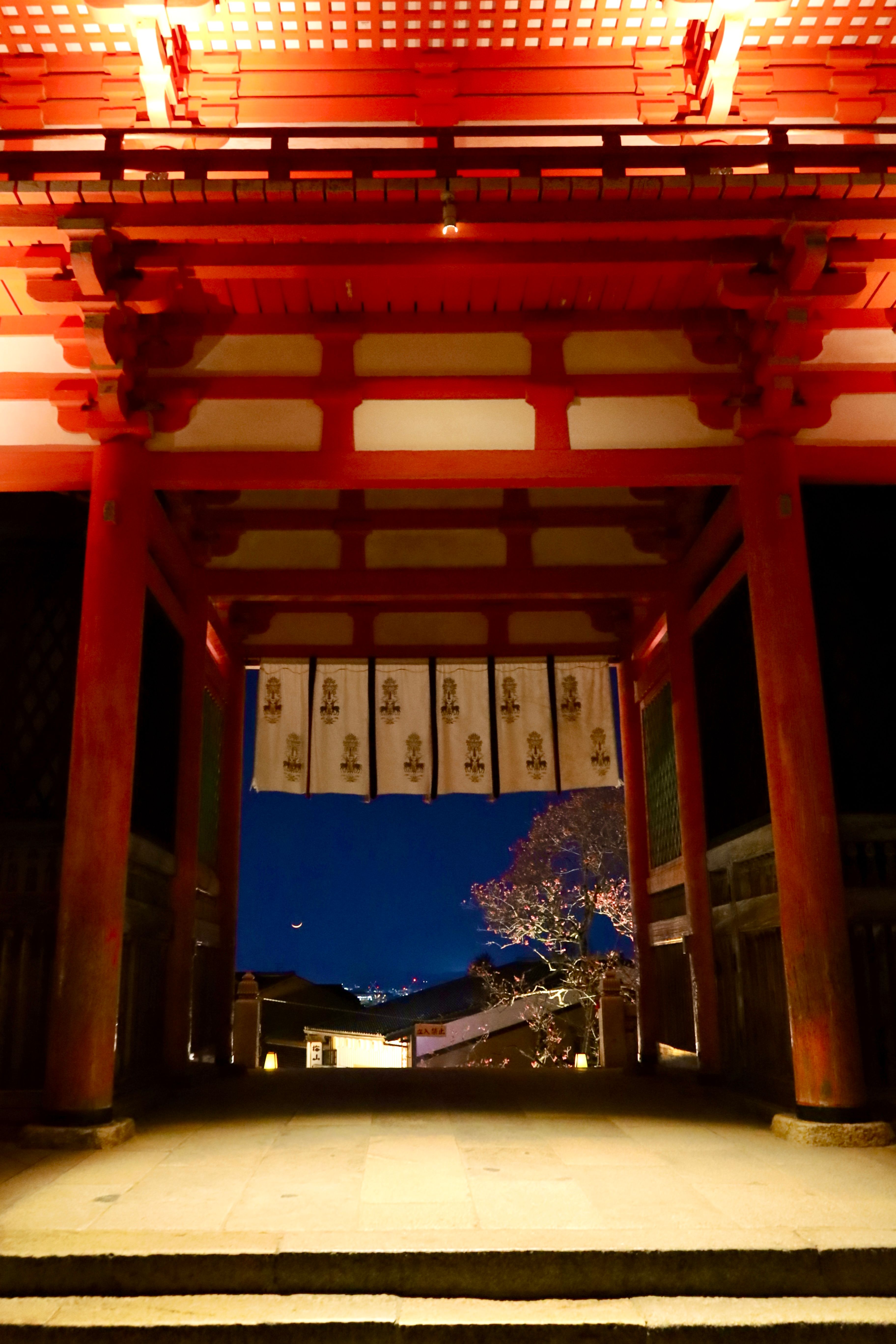 Illuminated Japanese Temple Gate at Night · Free Stock Photo
