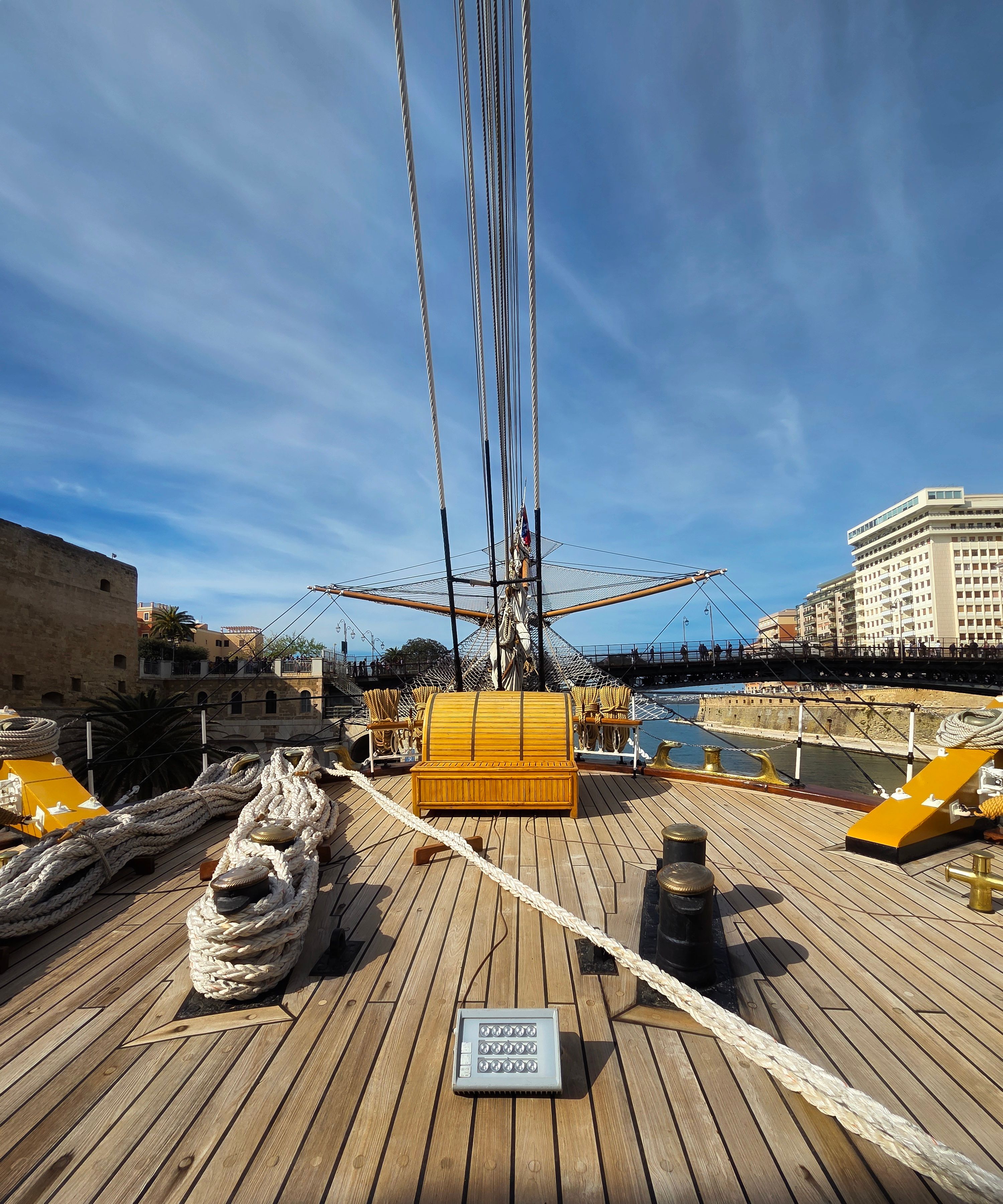 Historic Ship Deck in European Harbor · Free Stock Photo