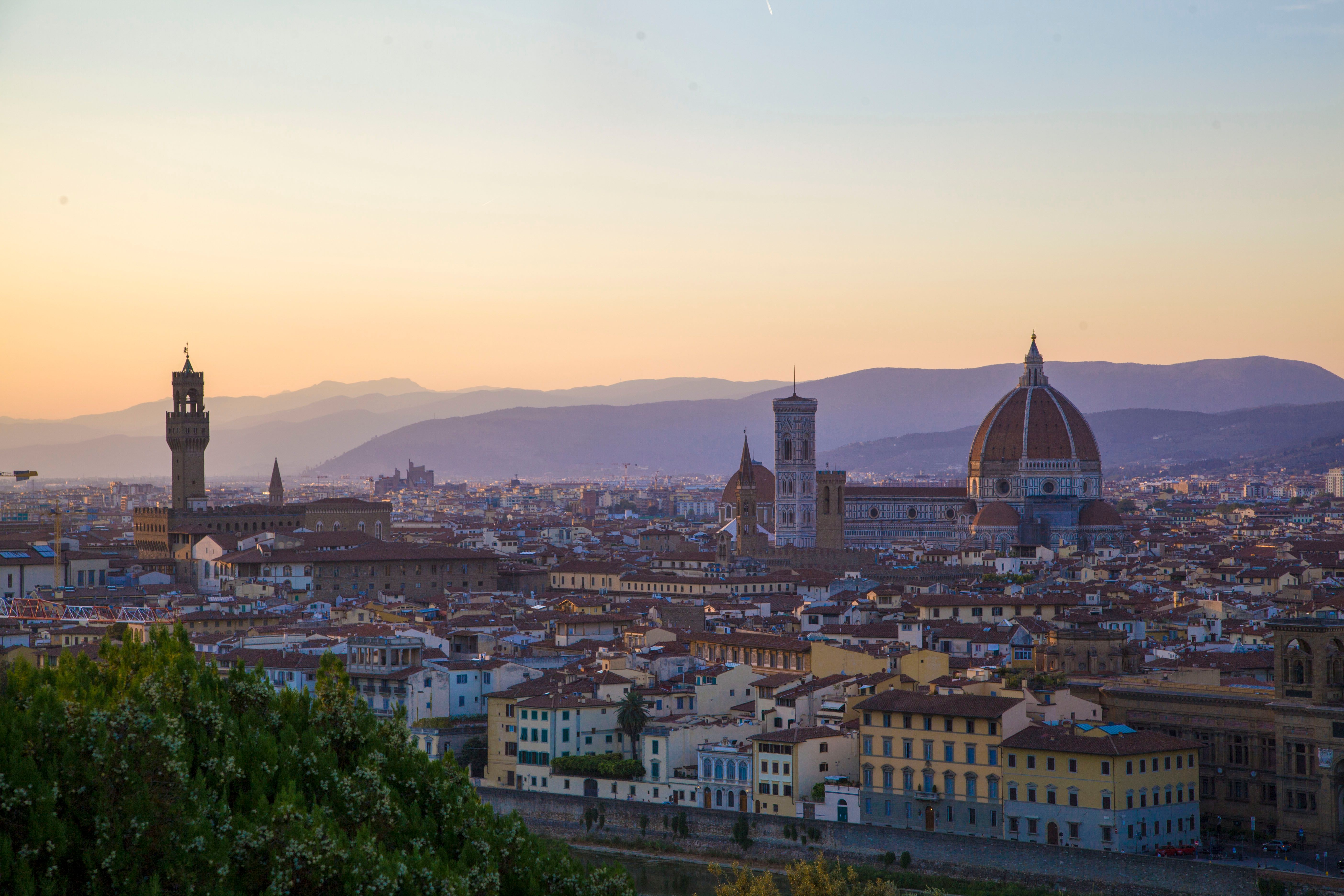 Florence Skyline at Sunset with Duomo · Free Stock Photo