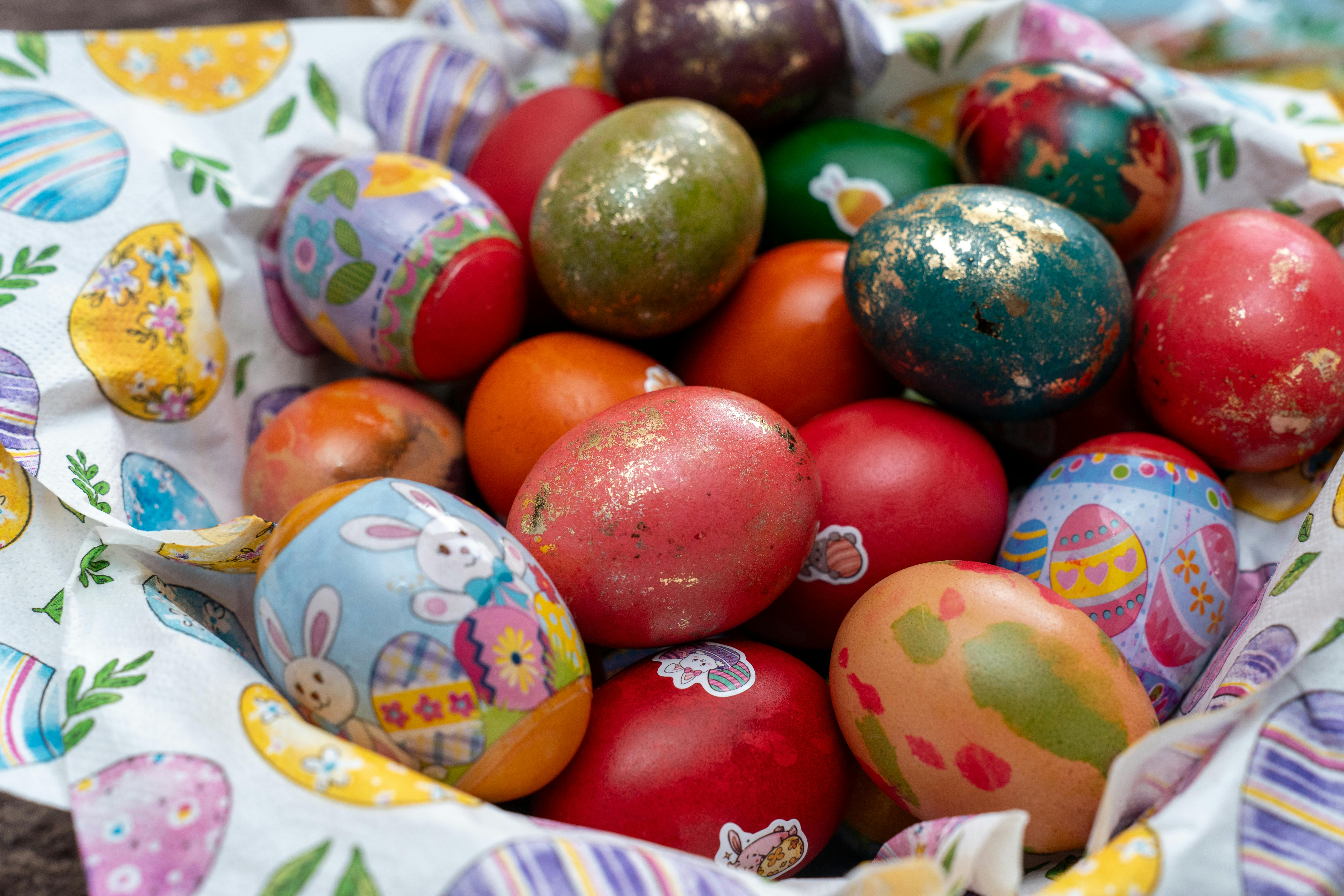 Colorful Easter Eggs in Festive Basket · Free Stock Photo