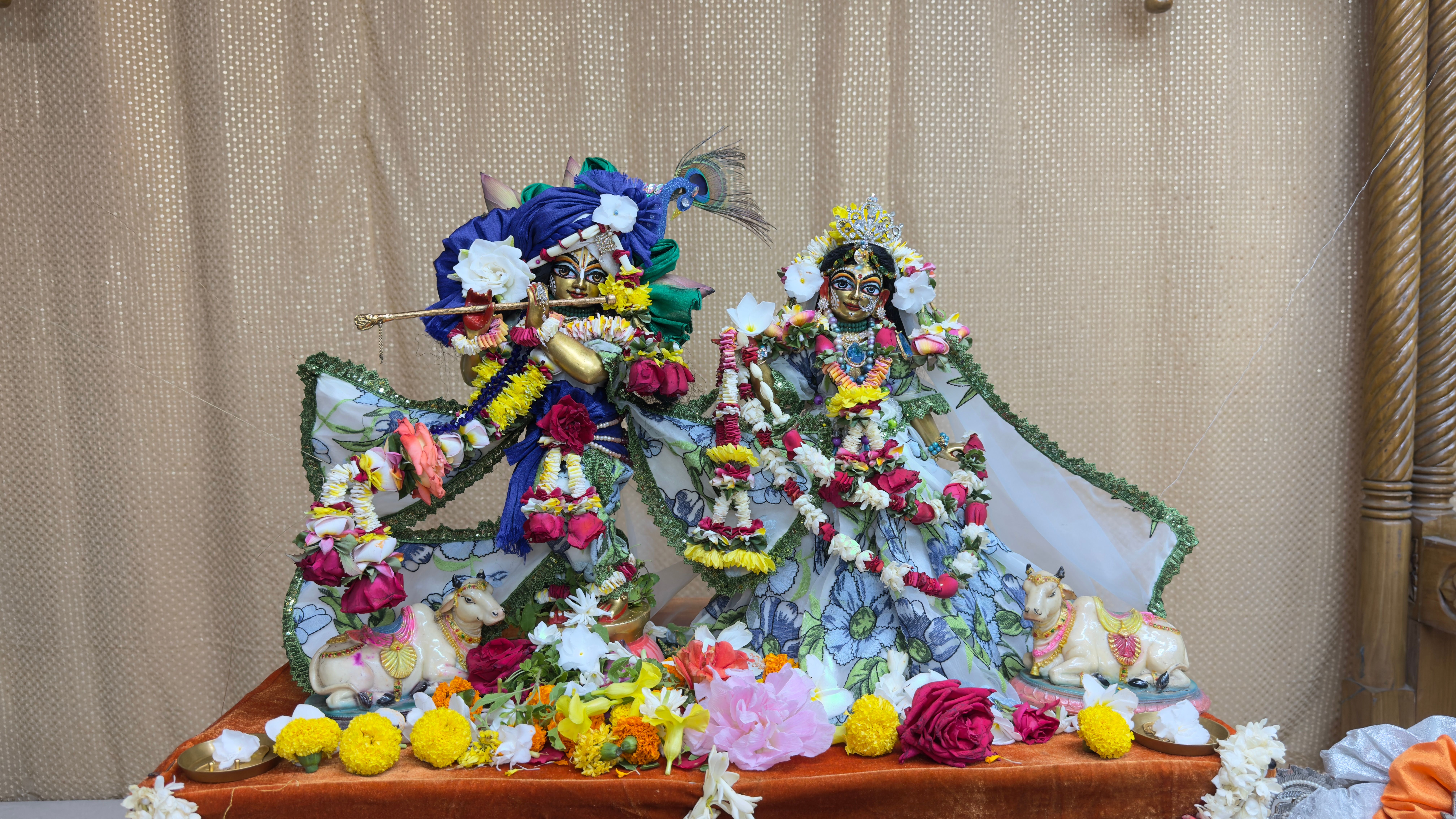 Colorful Hindu Deities Decorated with Flowers · Free Stock Photo