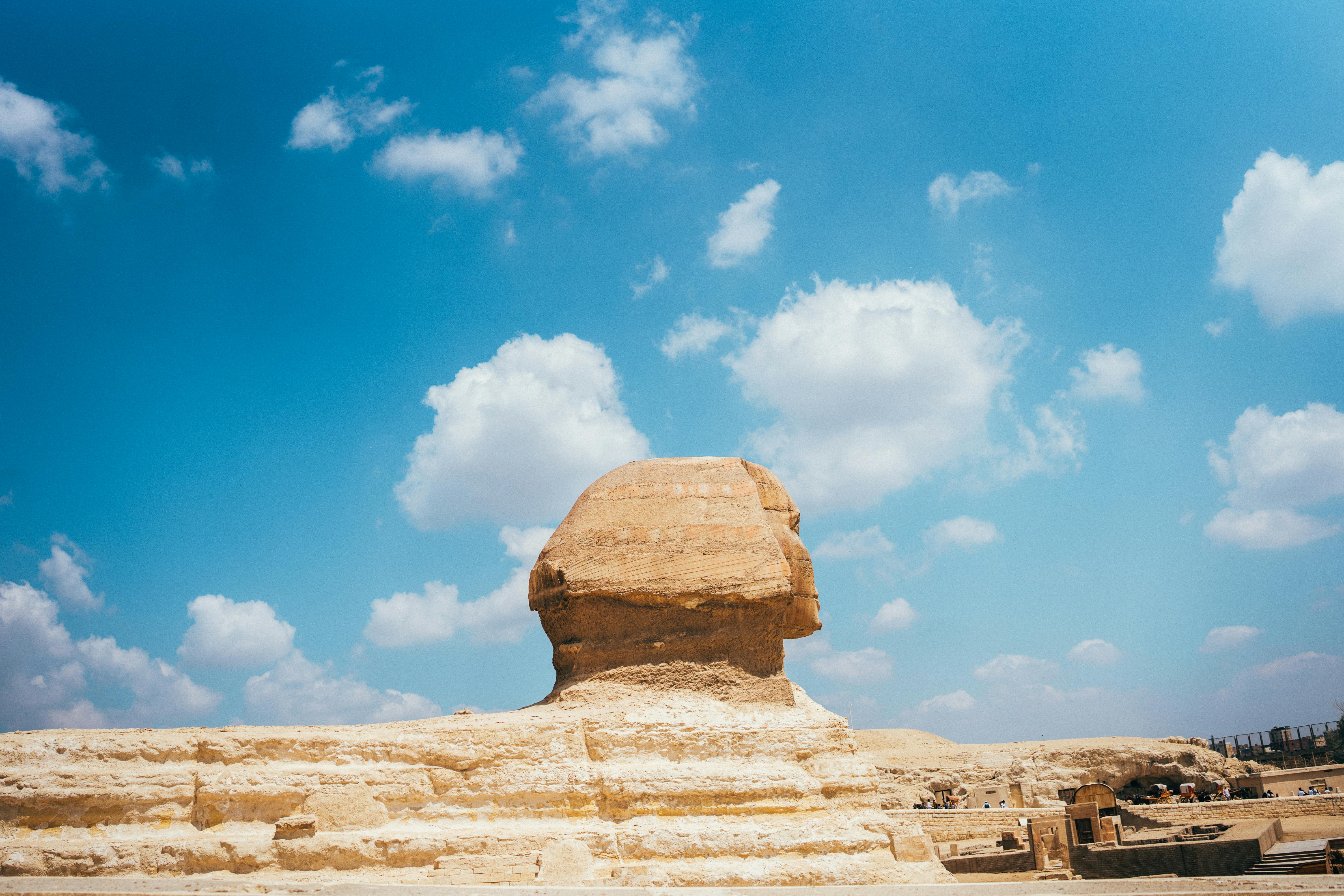 Close-Up of the Great Sphinx Under Blue Sky · Free Stock Photo