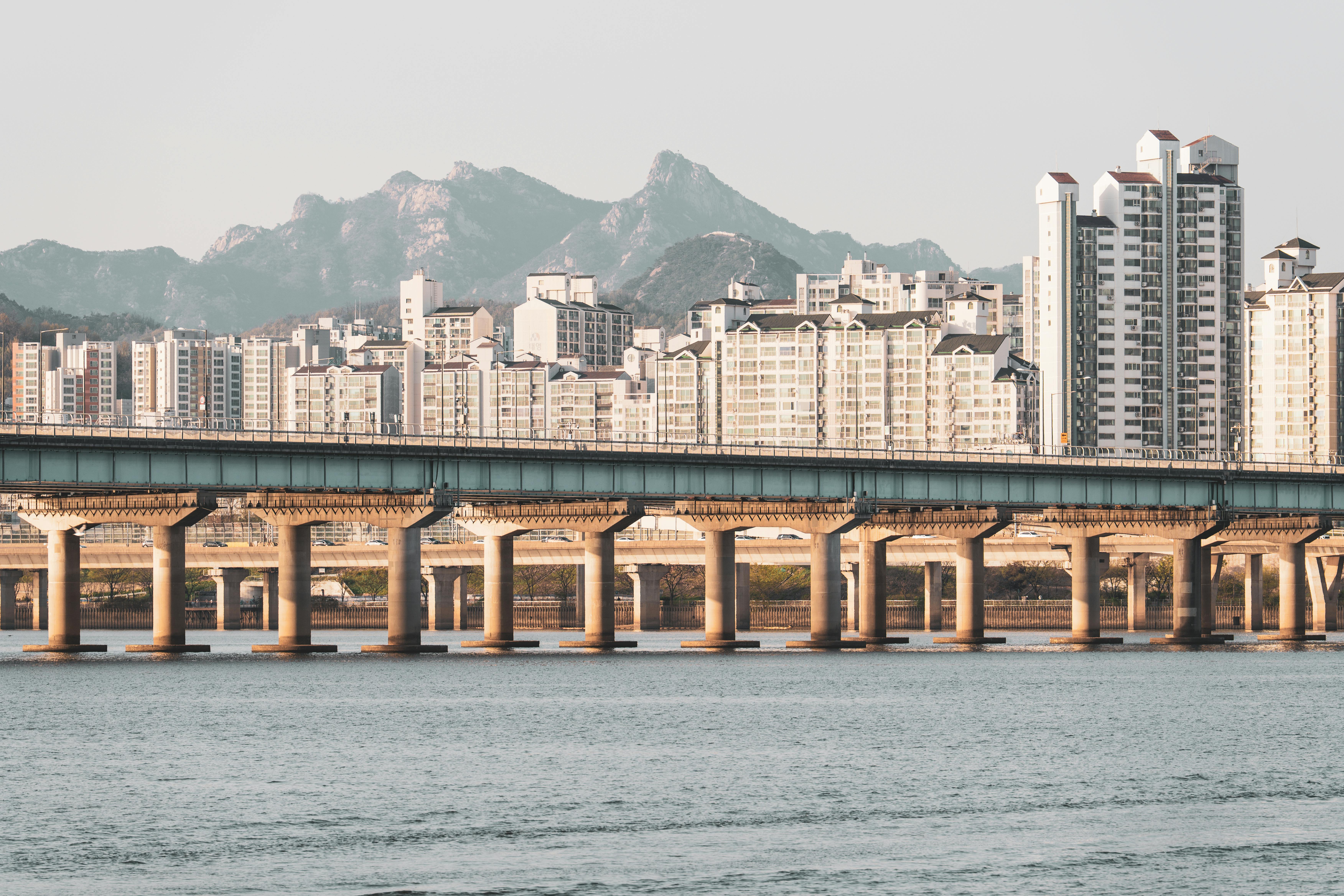 Skyline and Bridge Over Han River in Seoul · Free Stock Photo