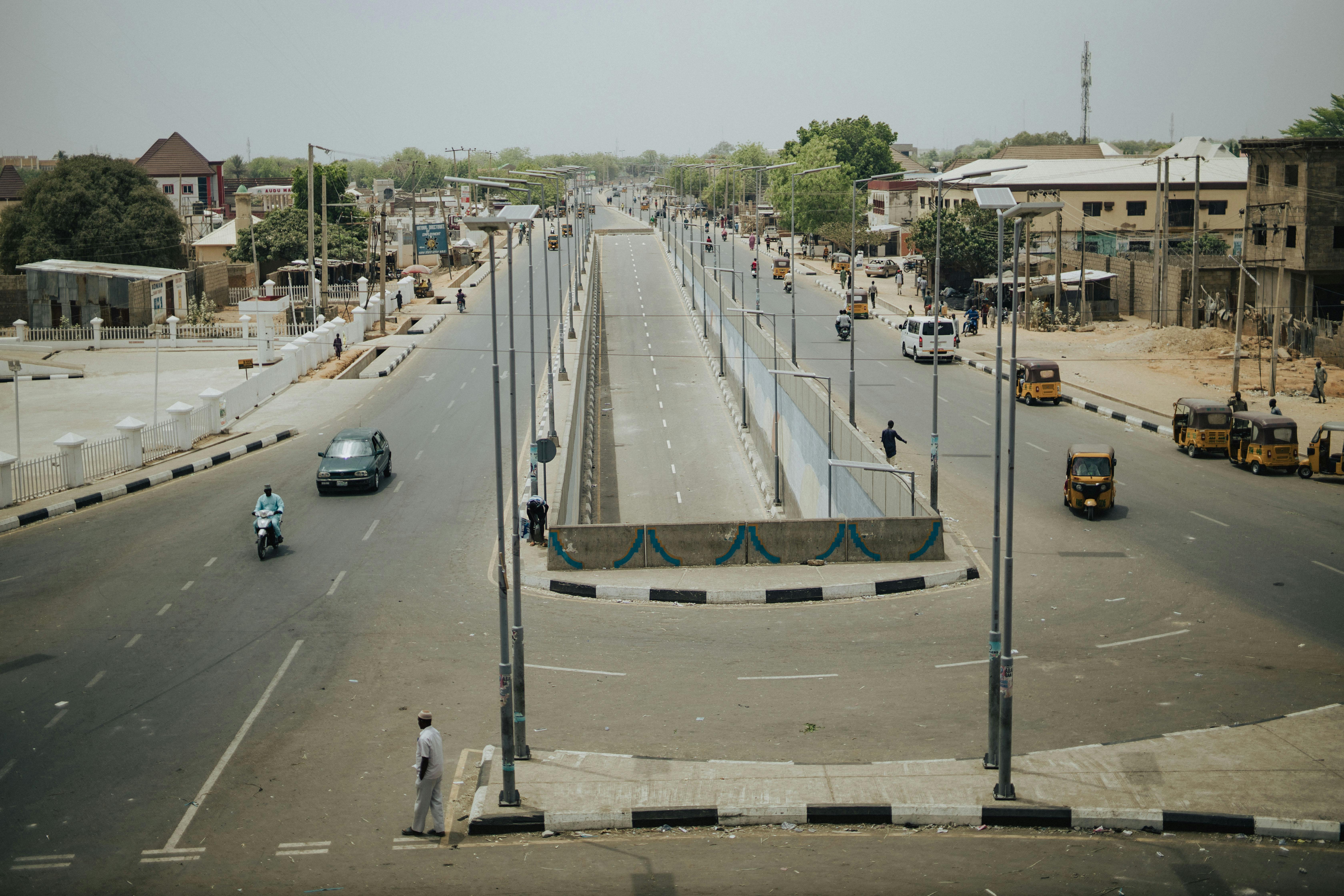 Aerial View of Busy Urban Road Intersection · Free Stock Photo
