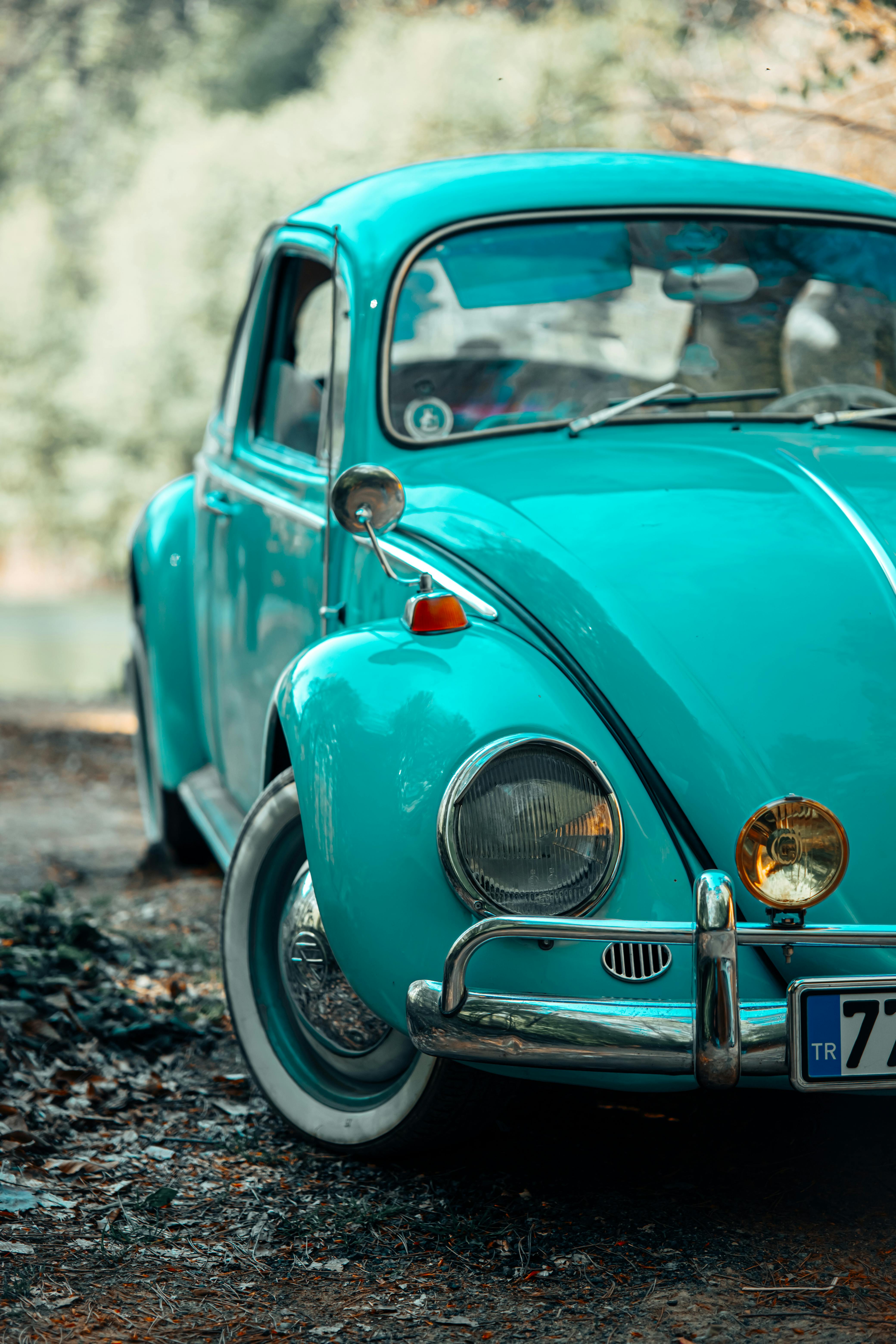 Vintage Turquoise Car by a Lake in Yalova · Free Stock Photo