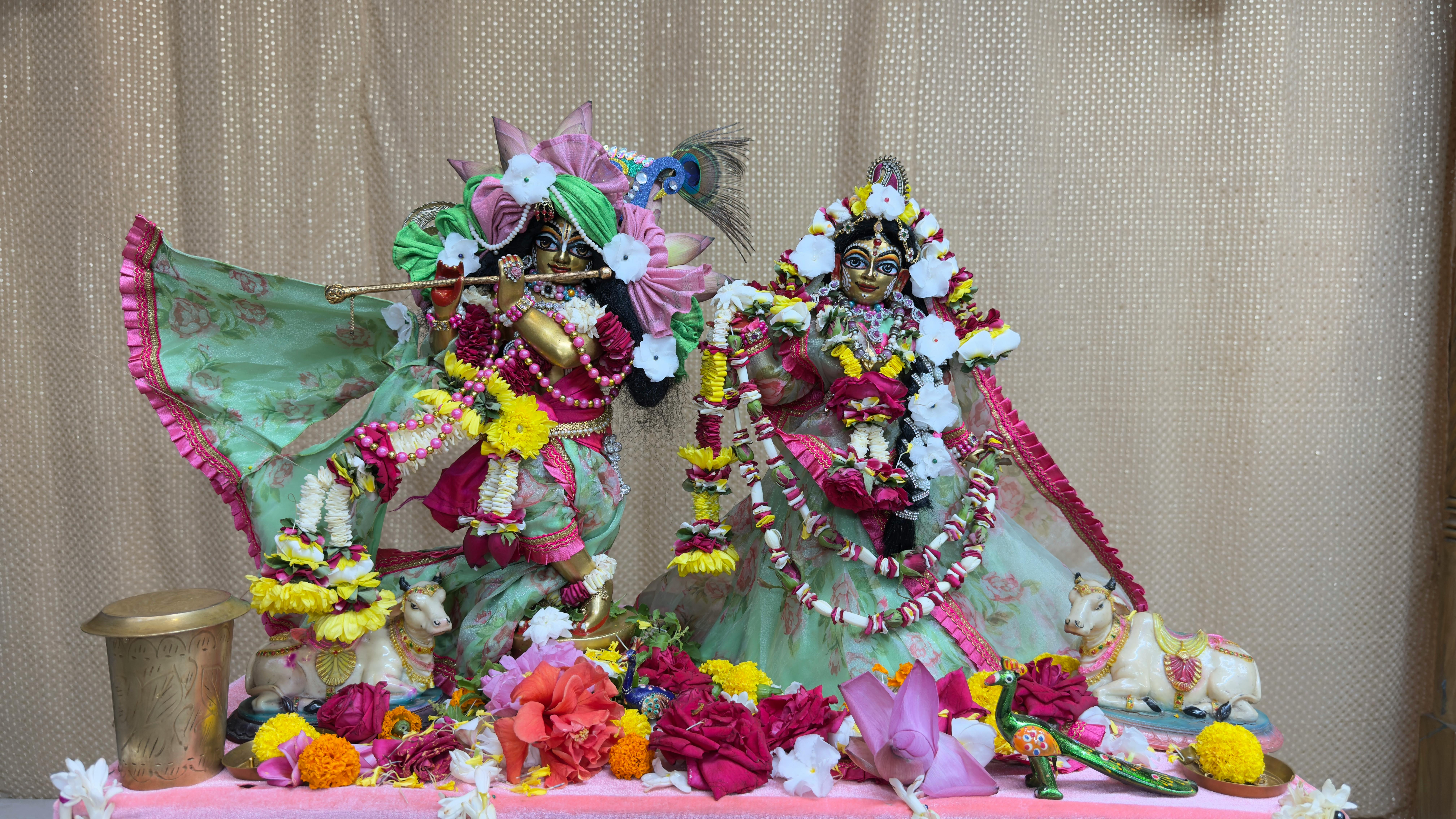 Colorful Hindu Deities Decorated with Flowers · Free Stock Photo